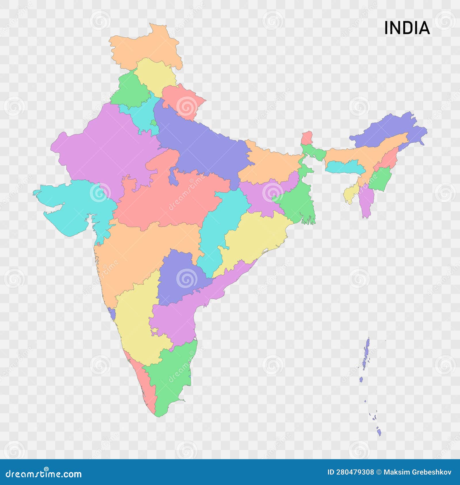 Isolated Colored Map of India Stock Vector - Illustration of labeled ...