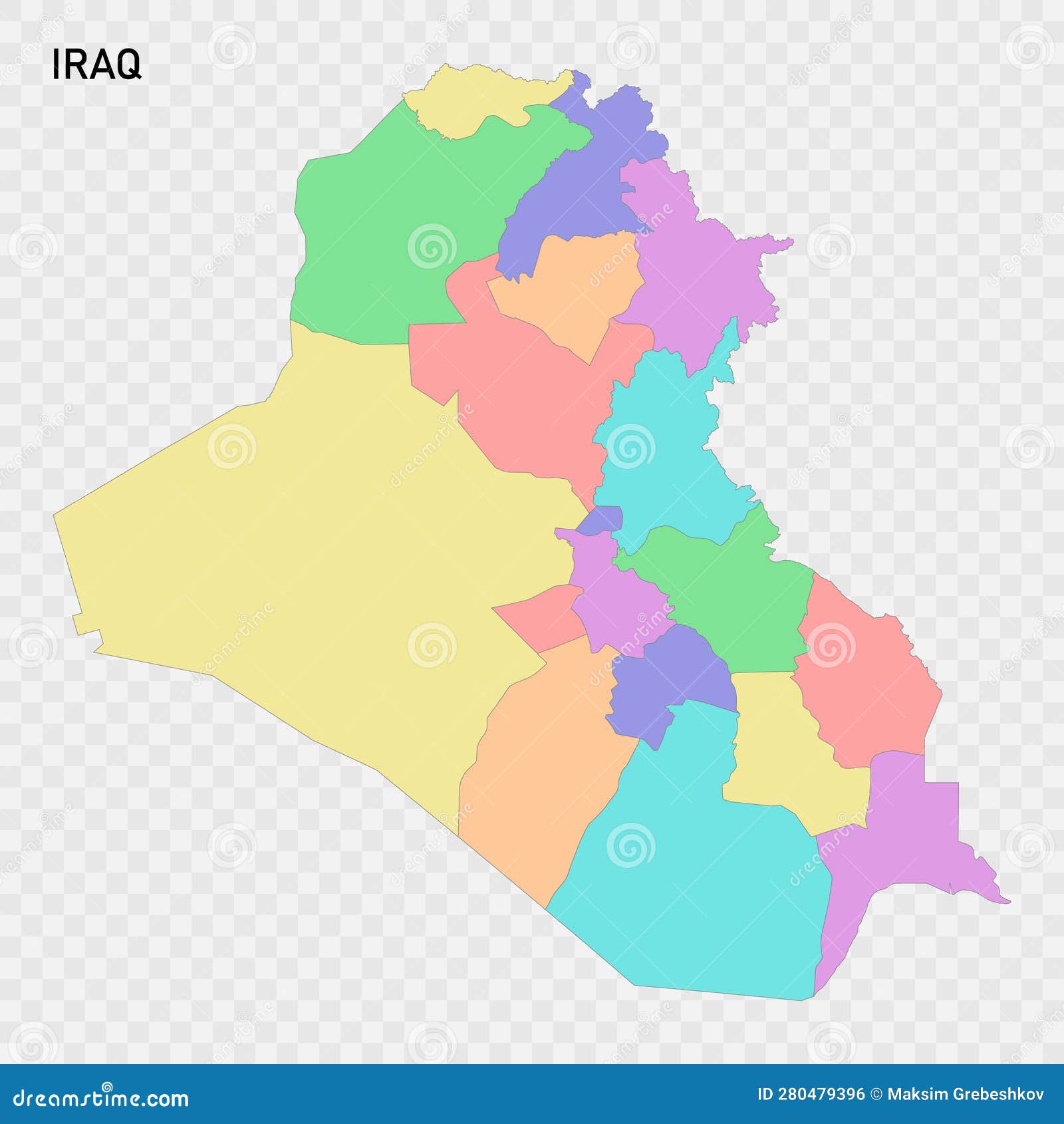 Isolated Colored Map of Iraq Stock Vector - Illustration of region ...