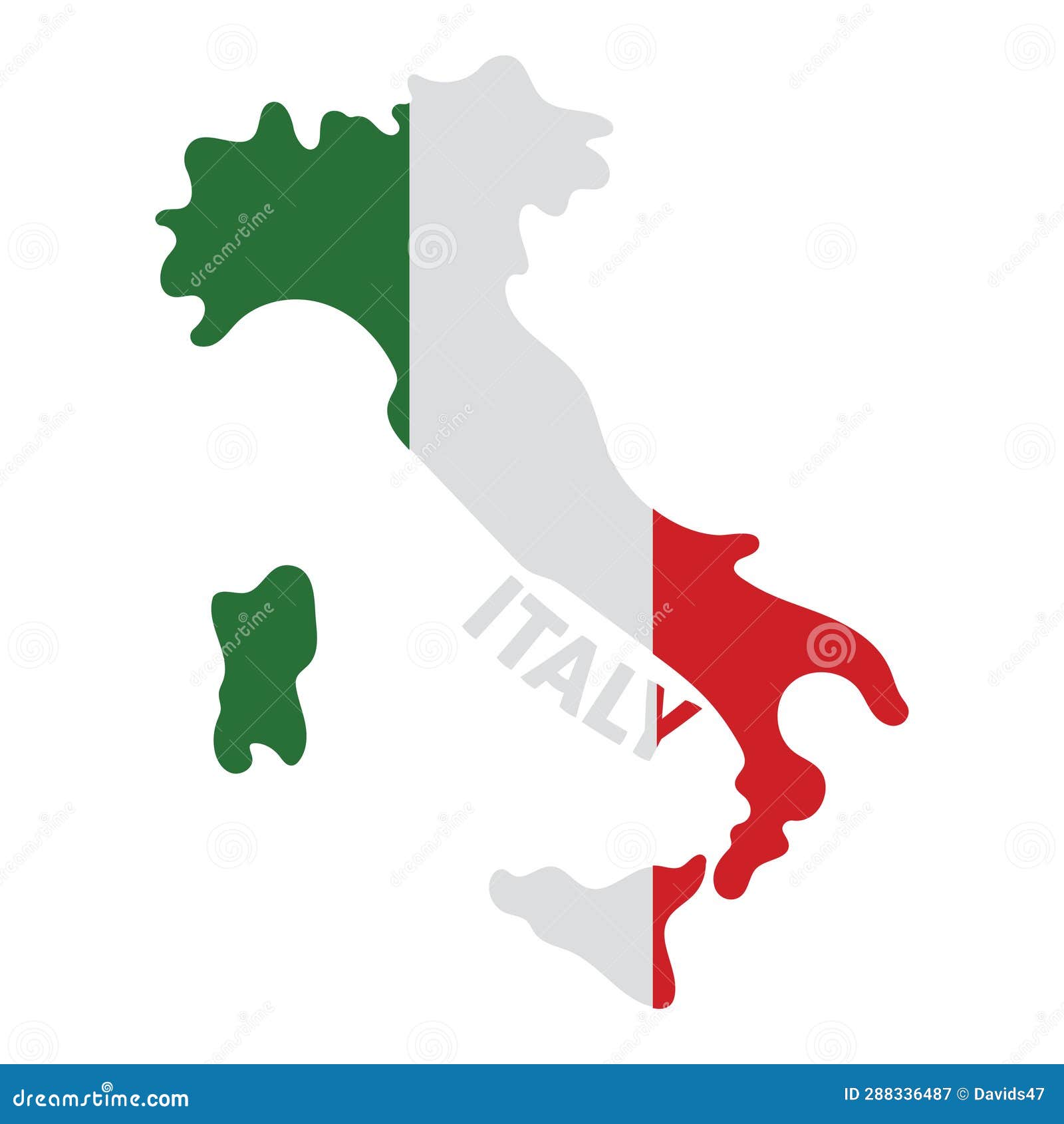 Isolated Colored Map of Italy with Its Flag Vector Stock Vector ...