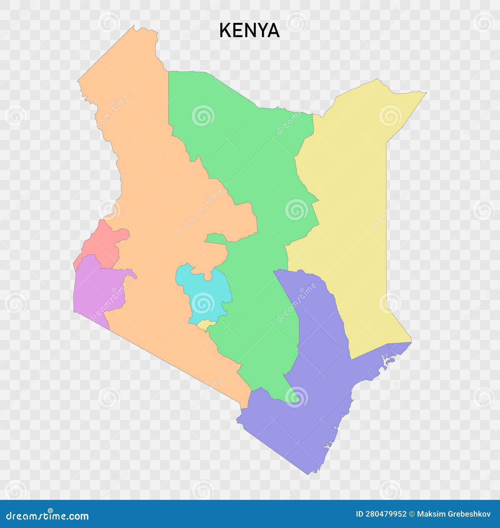 Isolated Colored Map of Kenya Stock Illustration - Illustration of ...