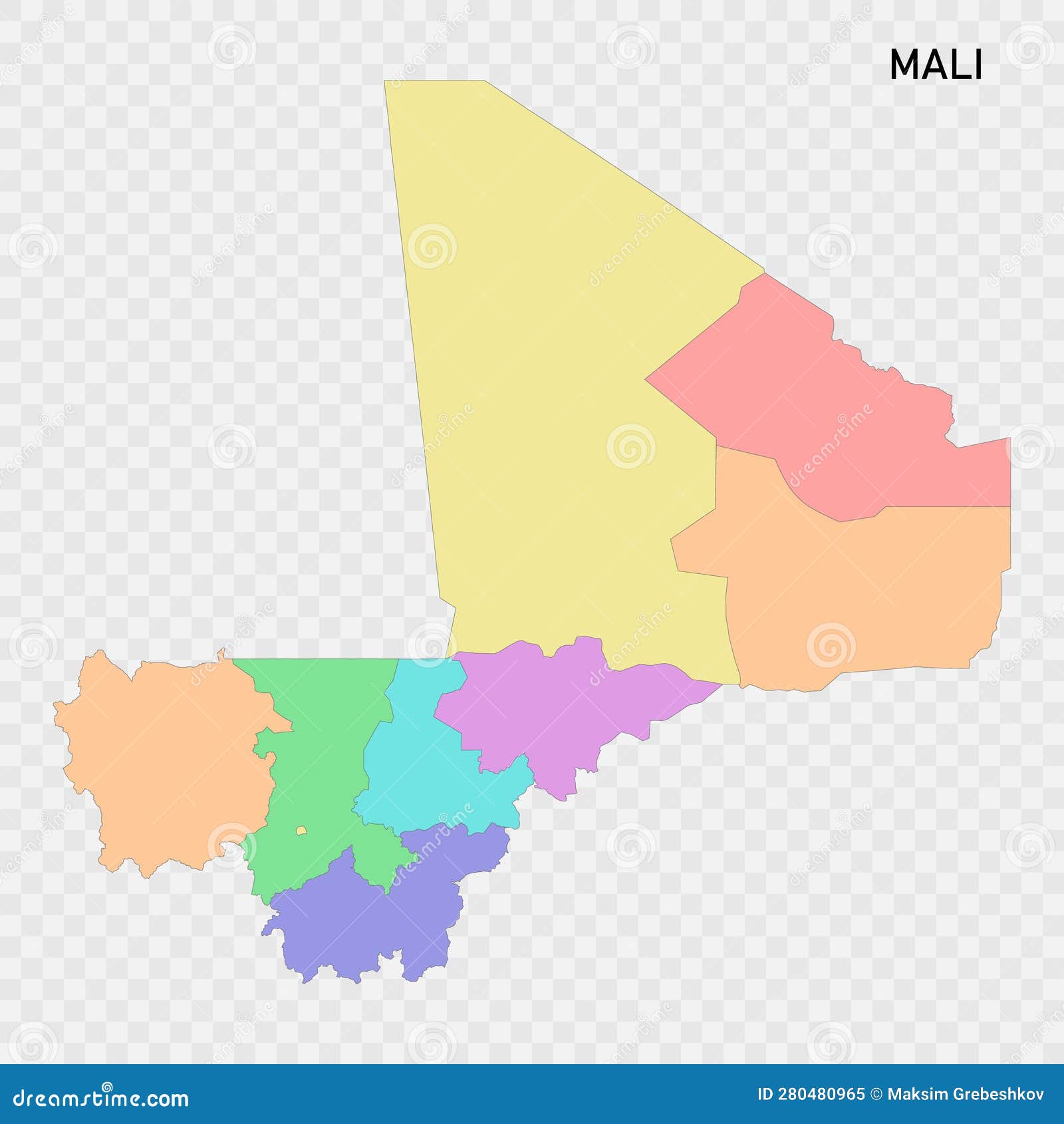 Isolated Colored Map of Mali Stock Illustration - Illustration of ...