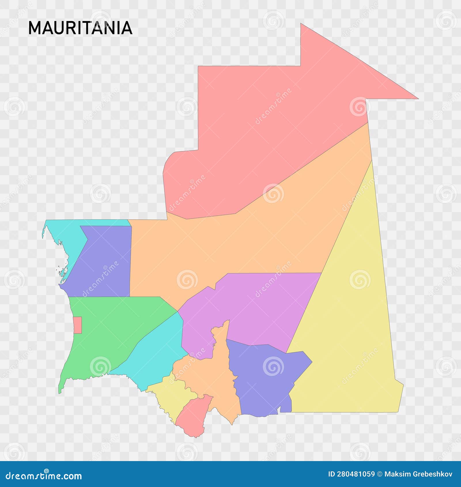 Isolated Colored Map of Mauritania Stock Vector - Illustration of land ...