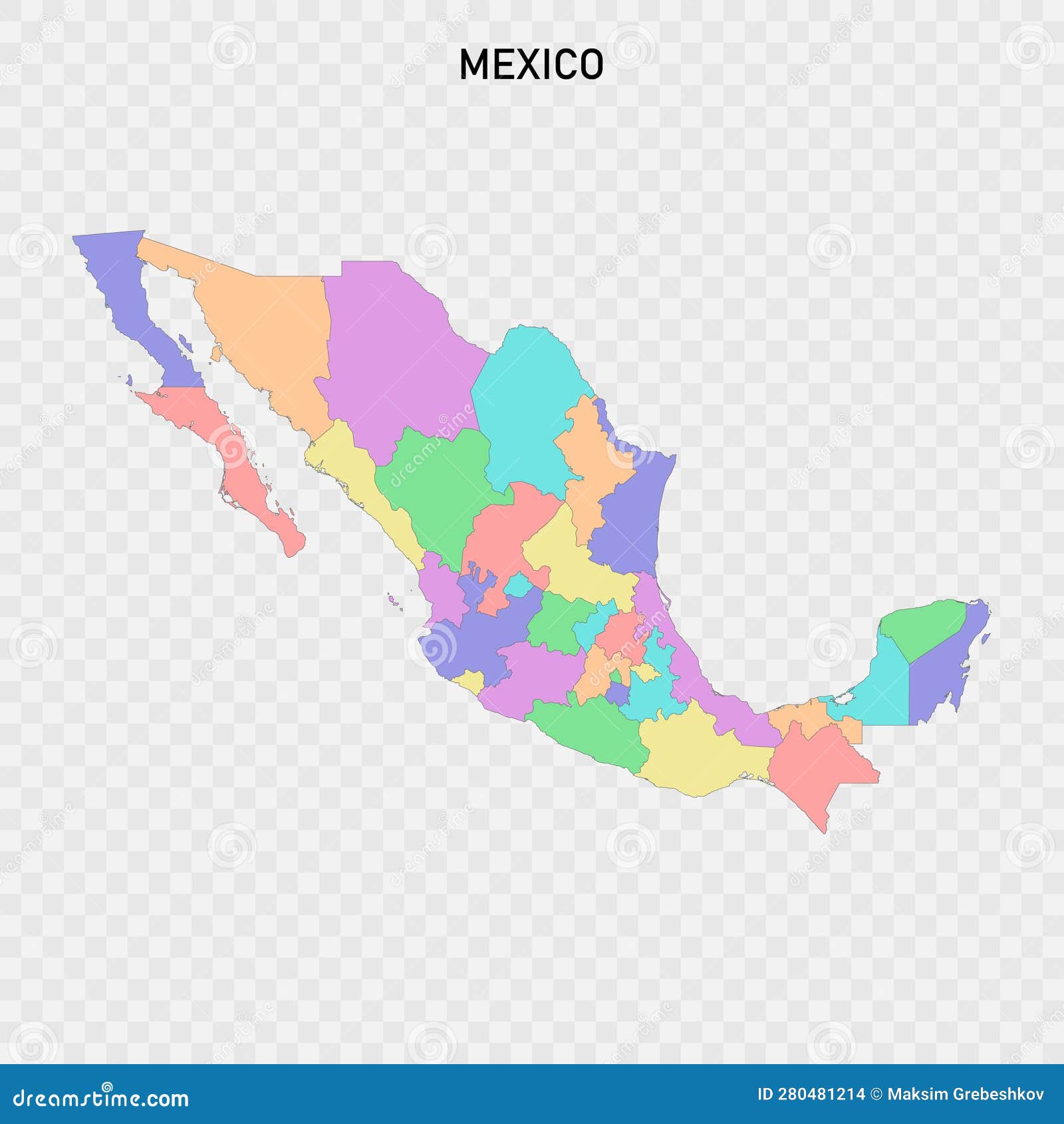 Isolated Colored Map of Mexico with Borders Stock Vector - Illustration ...