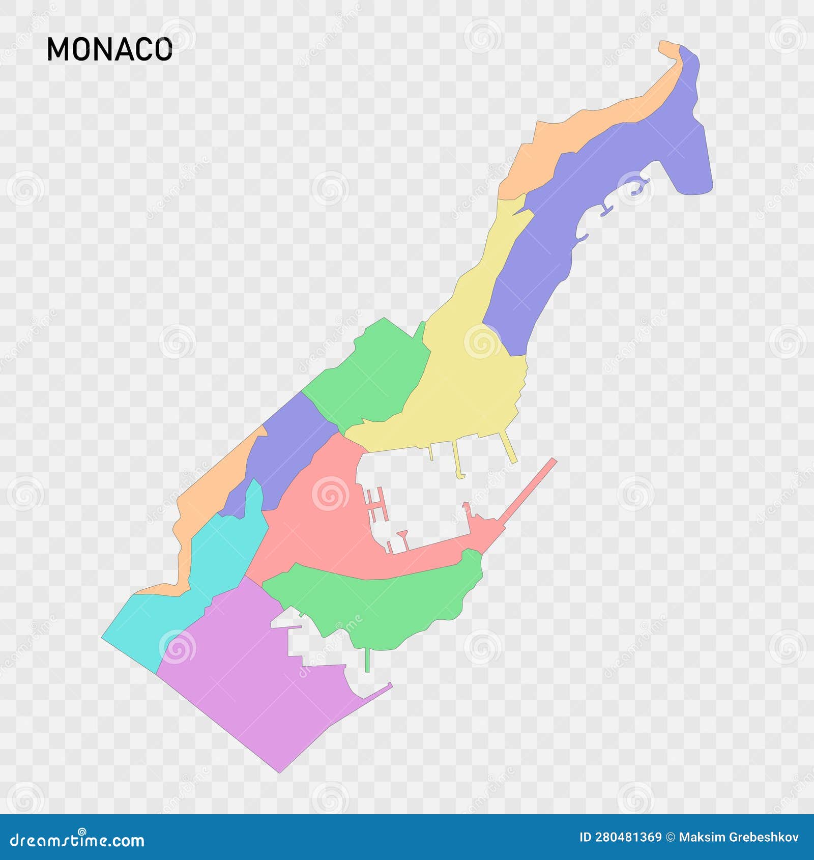 Isolated Colored Map of Monaco Stock Vector - Illustration of label ...