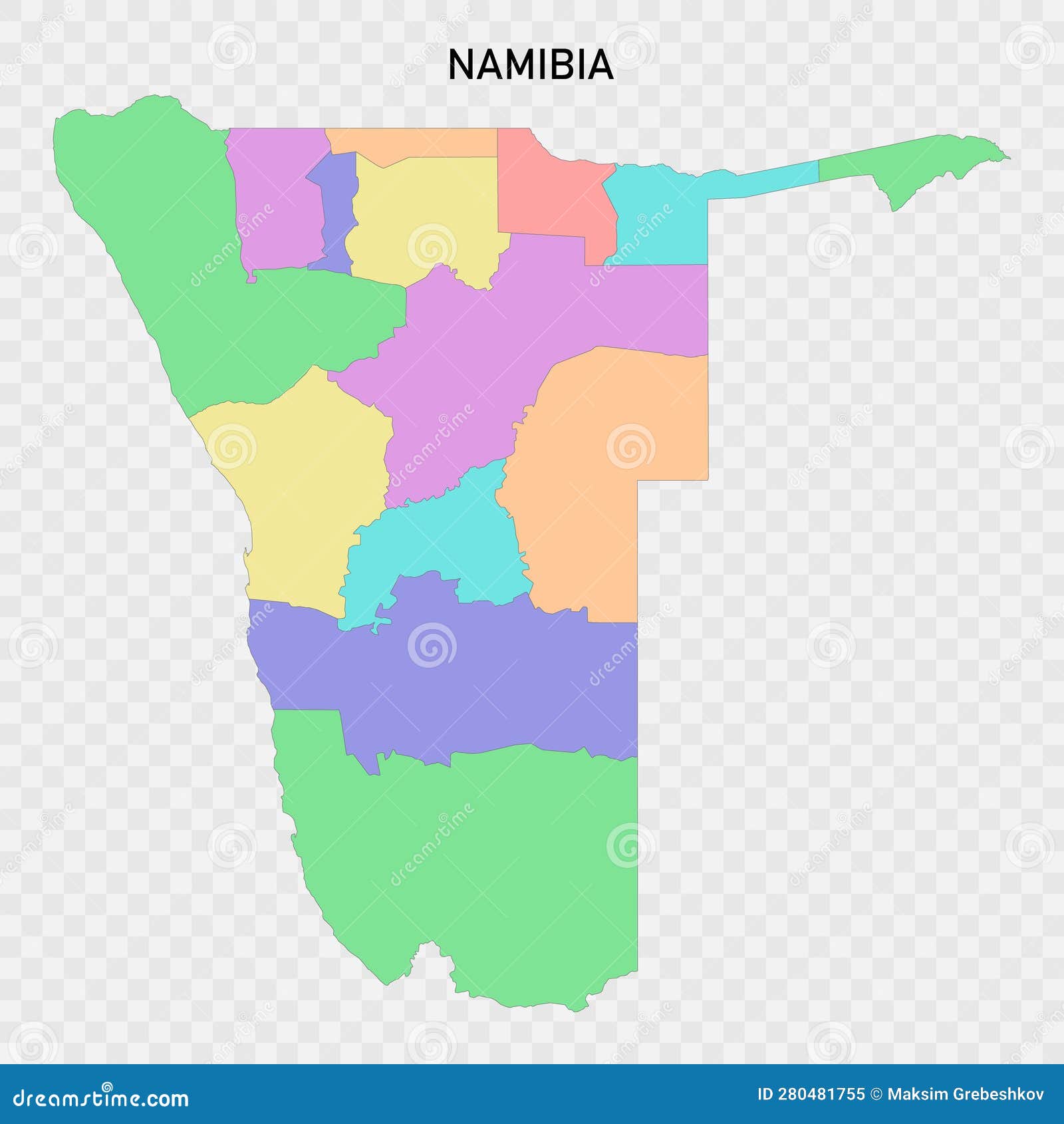 Isolated Colored Map of Namibia Stock Illustration - Illustration of ...