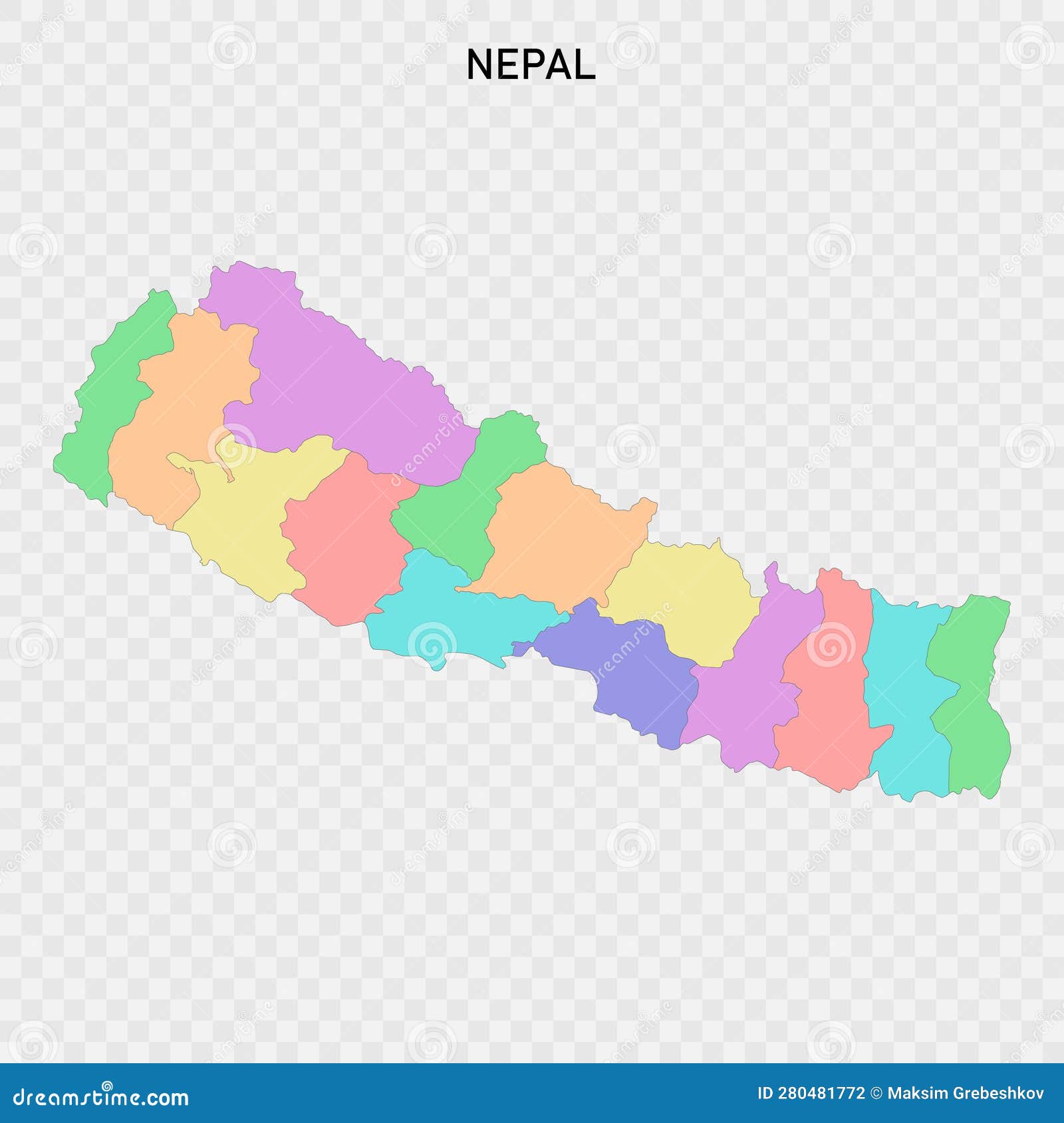 Isolated Colored Map of Nepal Stock Vector - Illustration of national ...