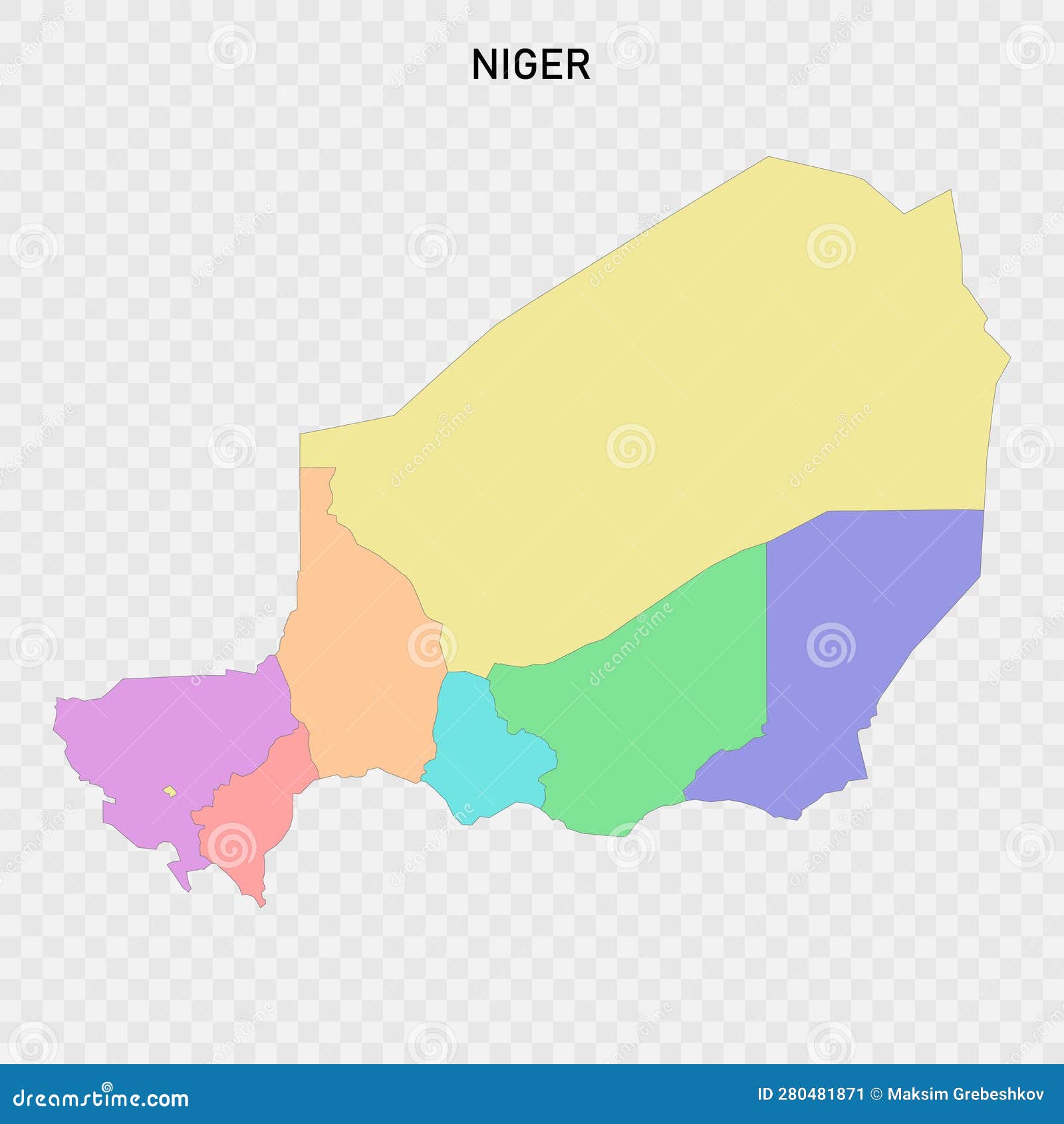 Isolated Colored Map of Niger Stock Illustration - Illustration of ...
