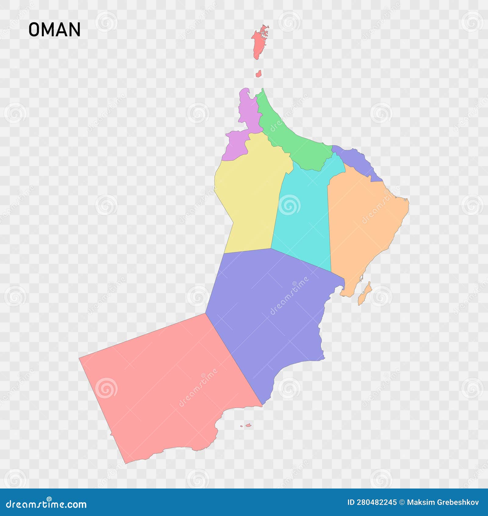 Isolated Colored Map of Oman Stock Illustration - Illustration of ...