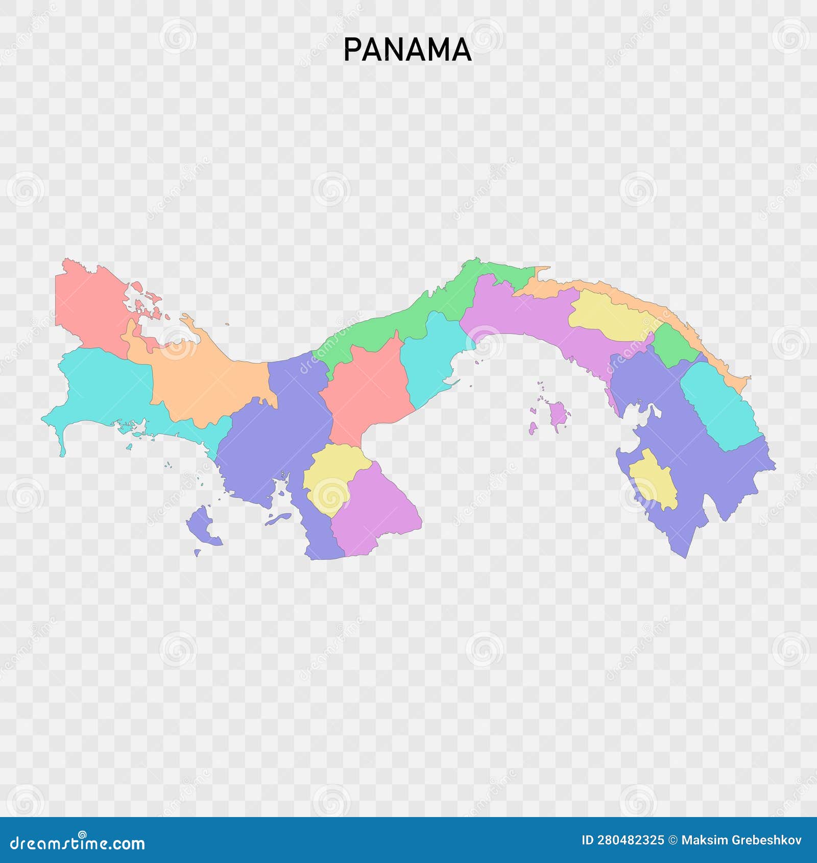Isolated Colored Map of Panama with Borders Stock Vector - Illustration ...