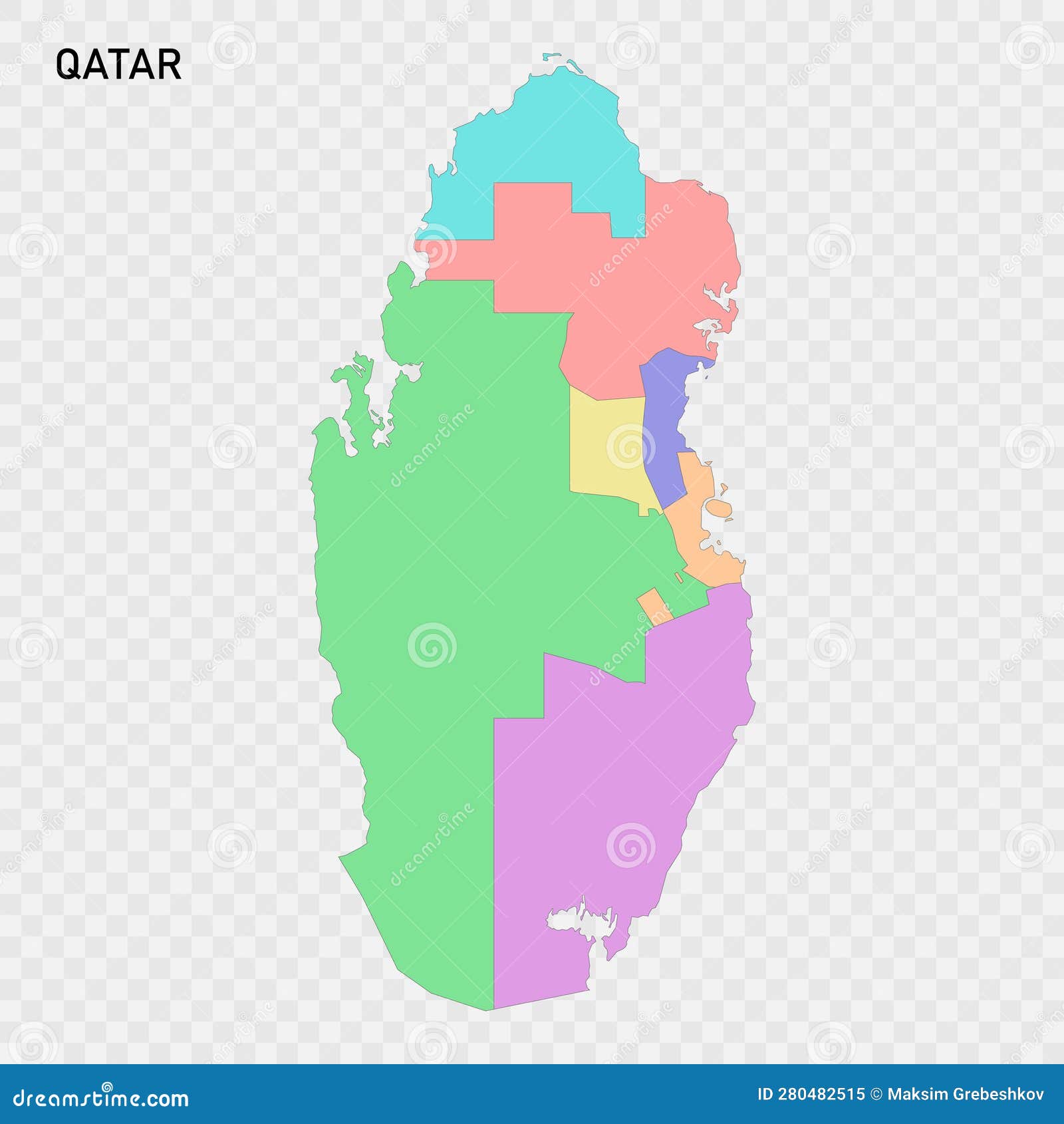 Isolated Colored Map of Qatar Stock Vector - Illustration of geographic ...