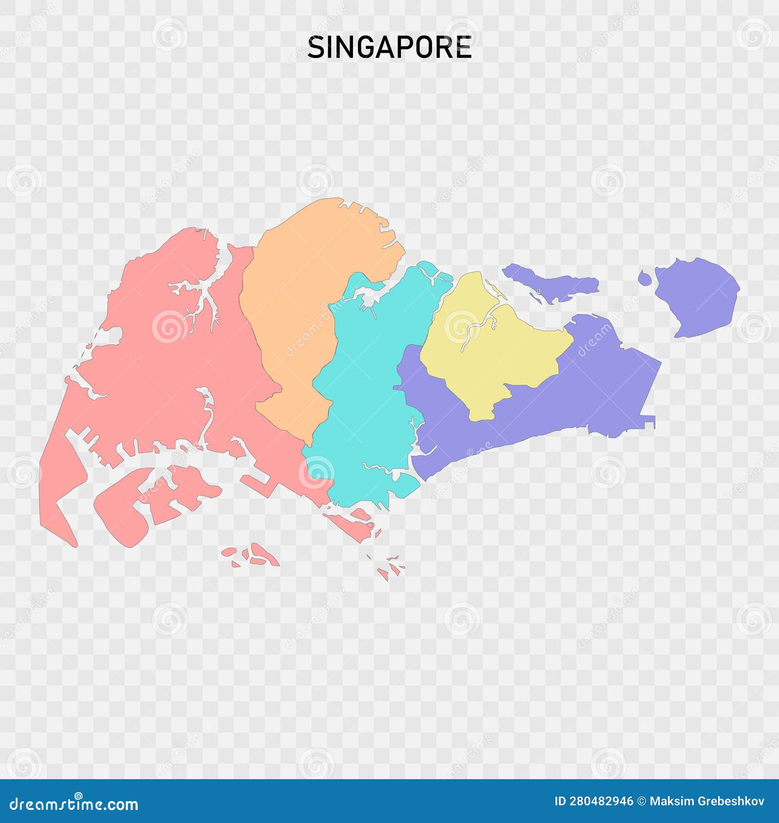 Isolated Colored Map of Singapore Stock Vector - Illustration of travel ...
