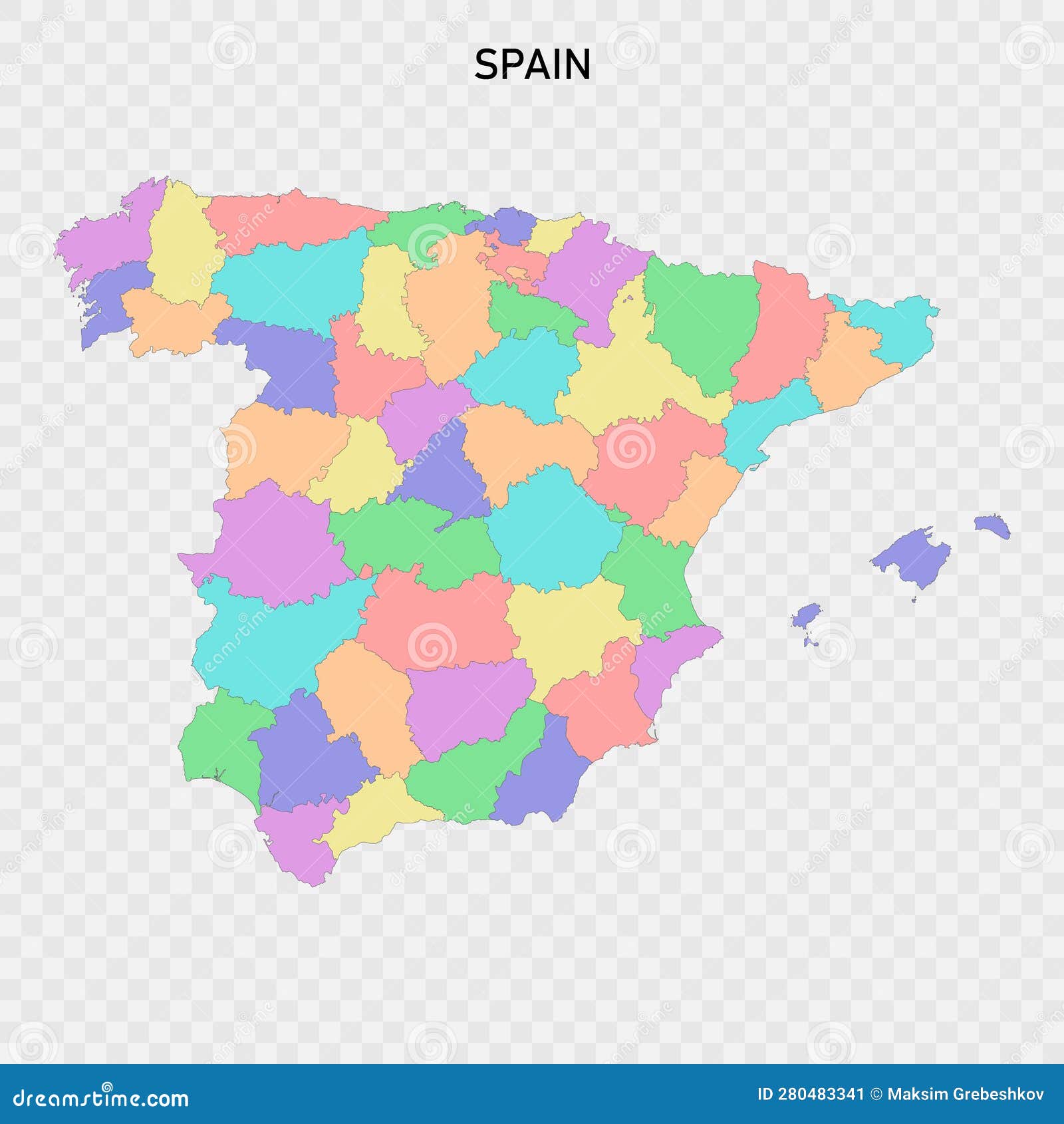 Isolated Colored Map of Spain Stock Vector - Illustration of boundary ...