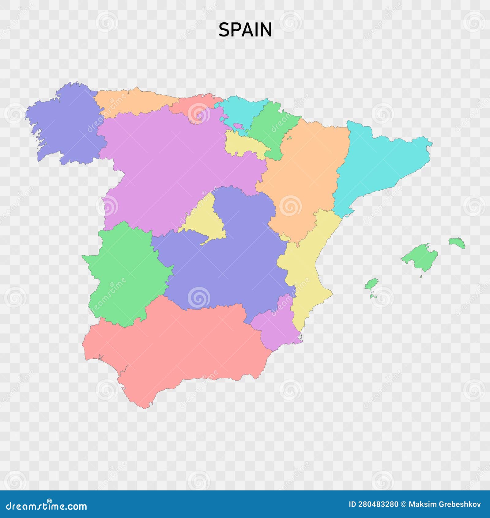Isolated Colored Map of Spain Stock Vector - Illustration of travel ...