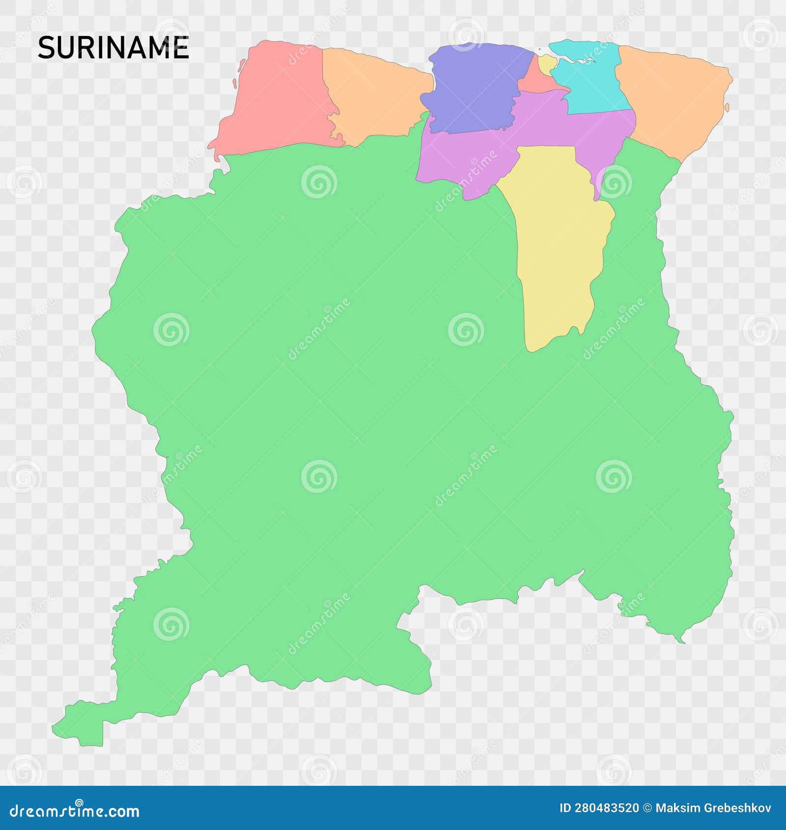 Isolated Colored Map of Suriname with Borders Stock Illustration ...