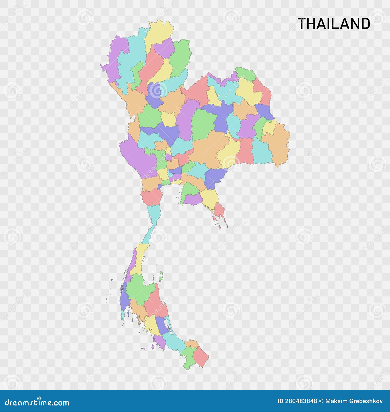 Isolated Colored Map of Thailand Stock Vector - Illustration of labeled ...