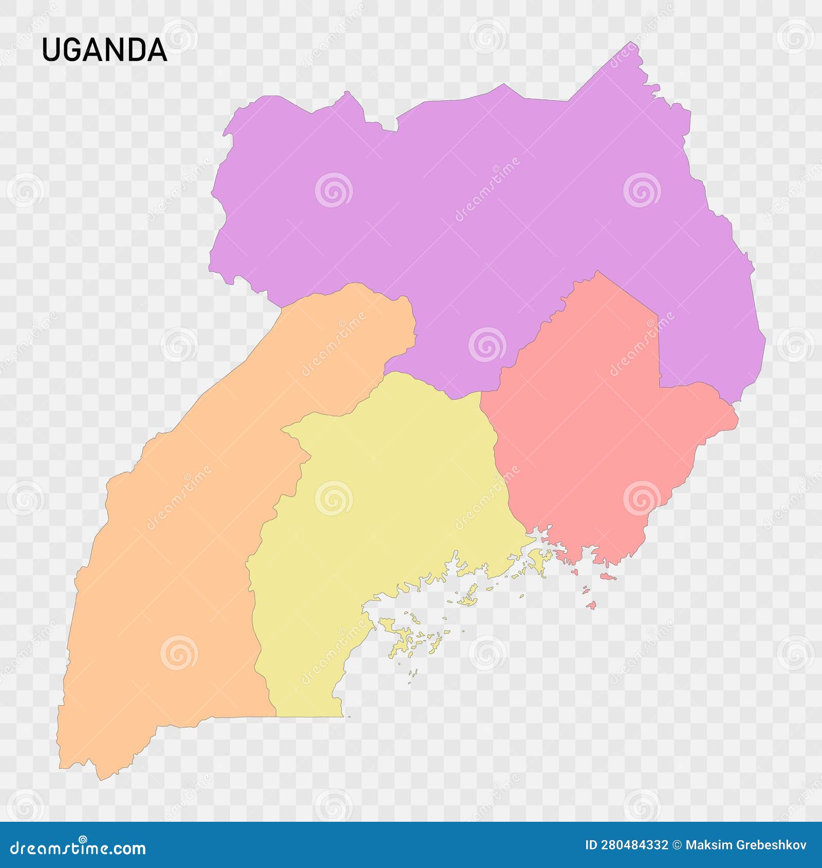Isolated Colored Map of Uganda Stock Vector - Illustration of uganda ...