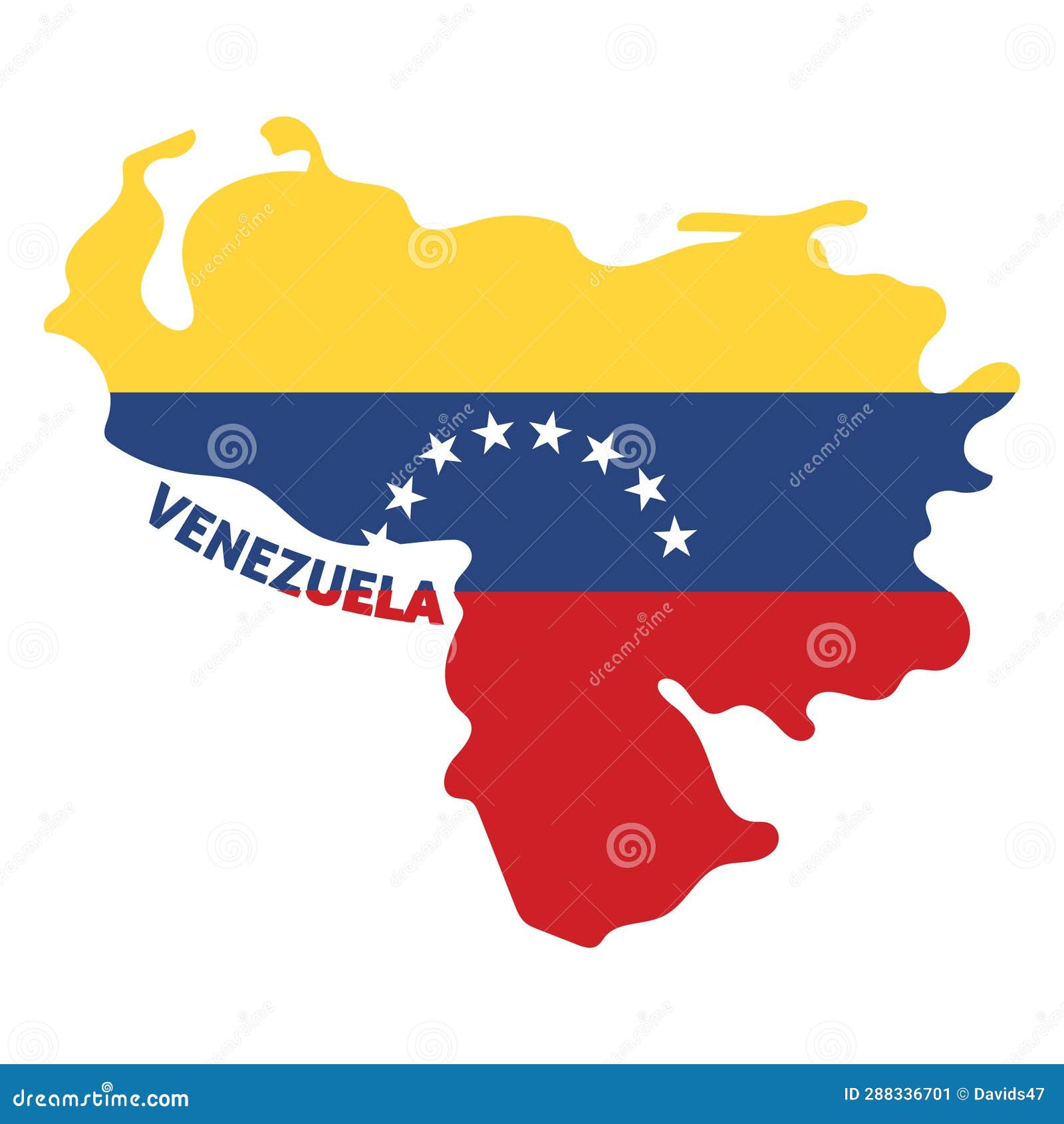 Isolated Colored Map of Venezuela with Its Flag Vector Stock ...