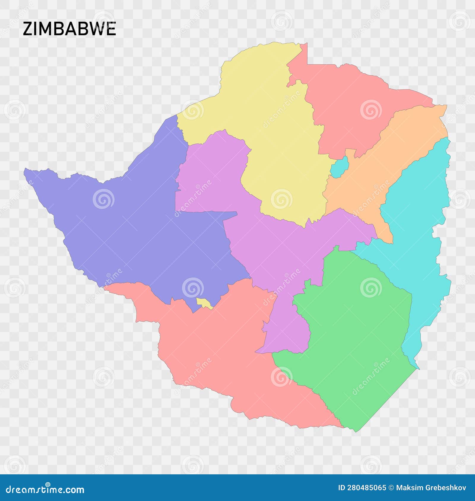 Isolated Colored Map of Zimbabwe Stock Vector - Illustration of ...
