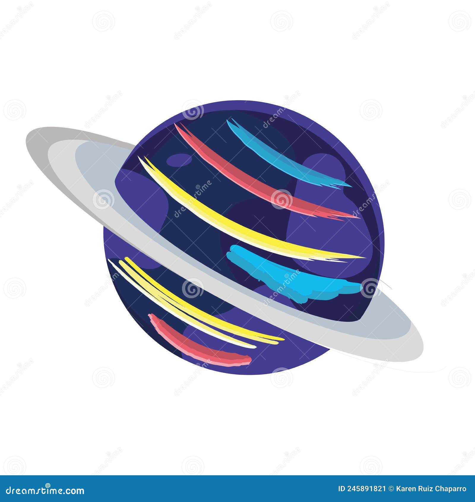 Isolated Colored Planet Icon with Rings Cute Design Vector Stock ...