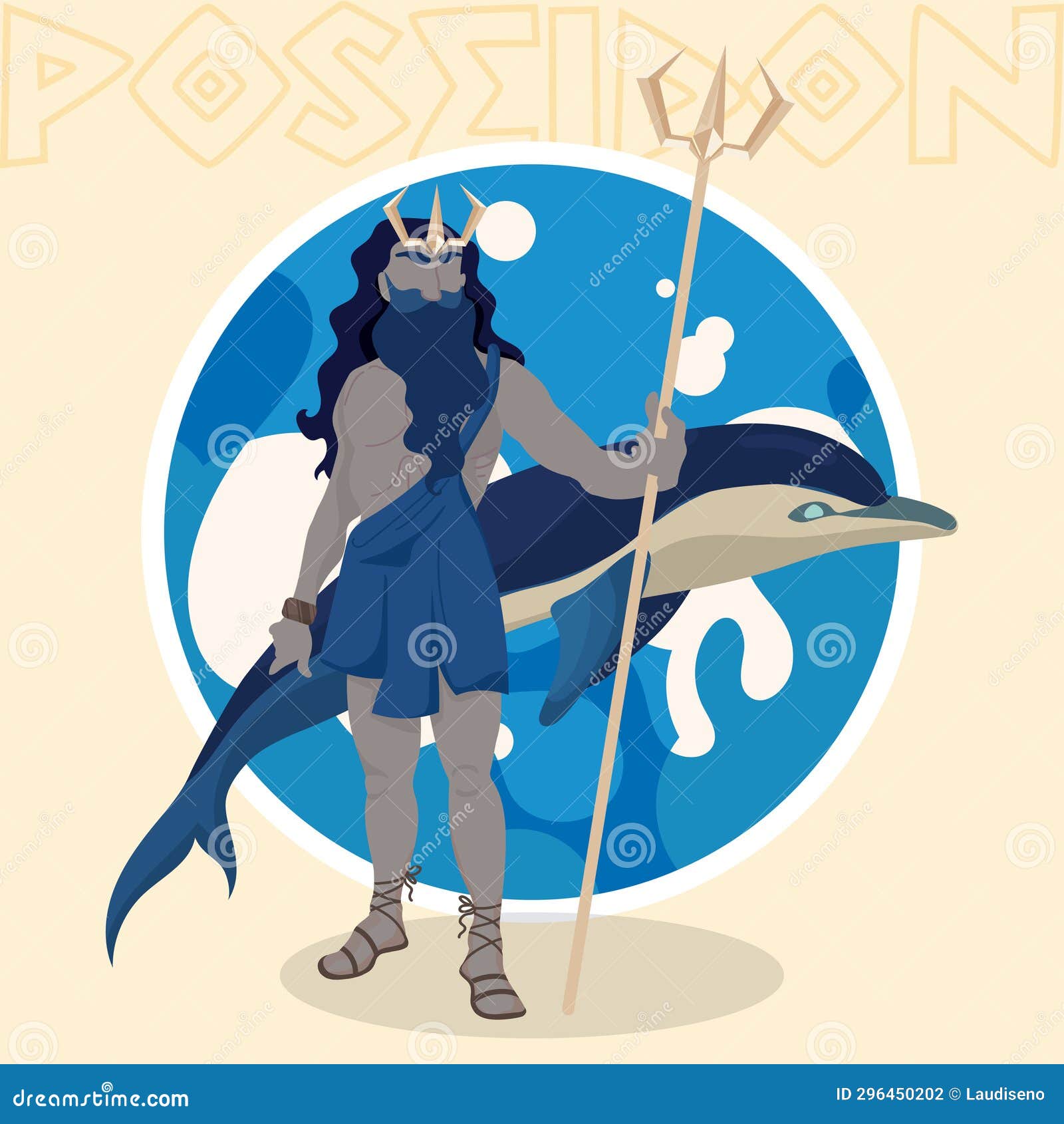 Isolated Colored Poseidon Greek God Of The Sea Character Vector ...