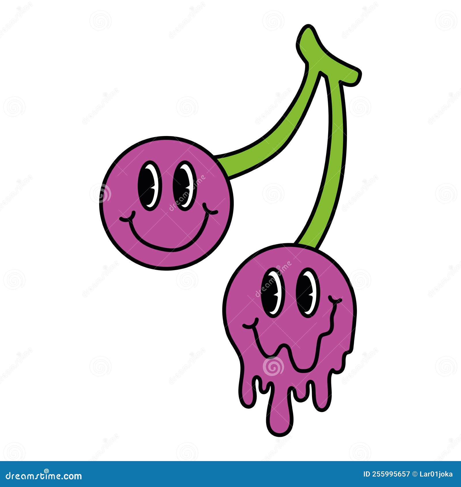 Isolated Colored 60s Groovy Cherry Emote Vector Stock Vector ...