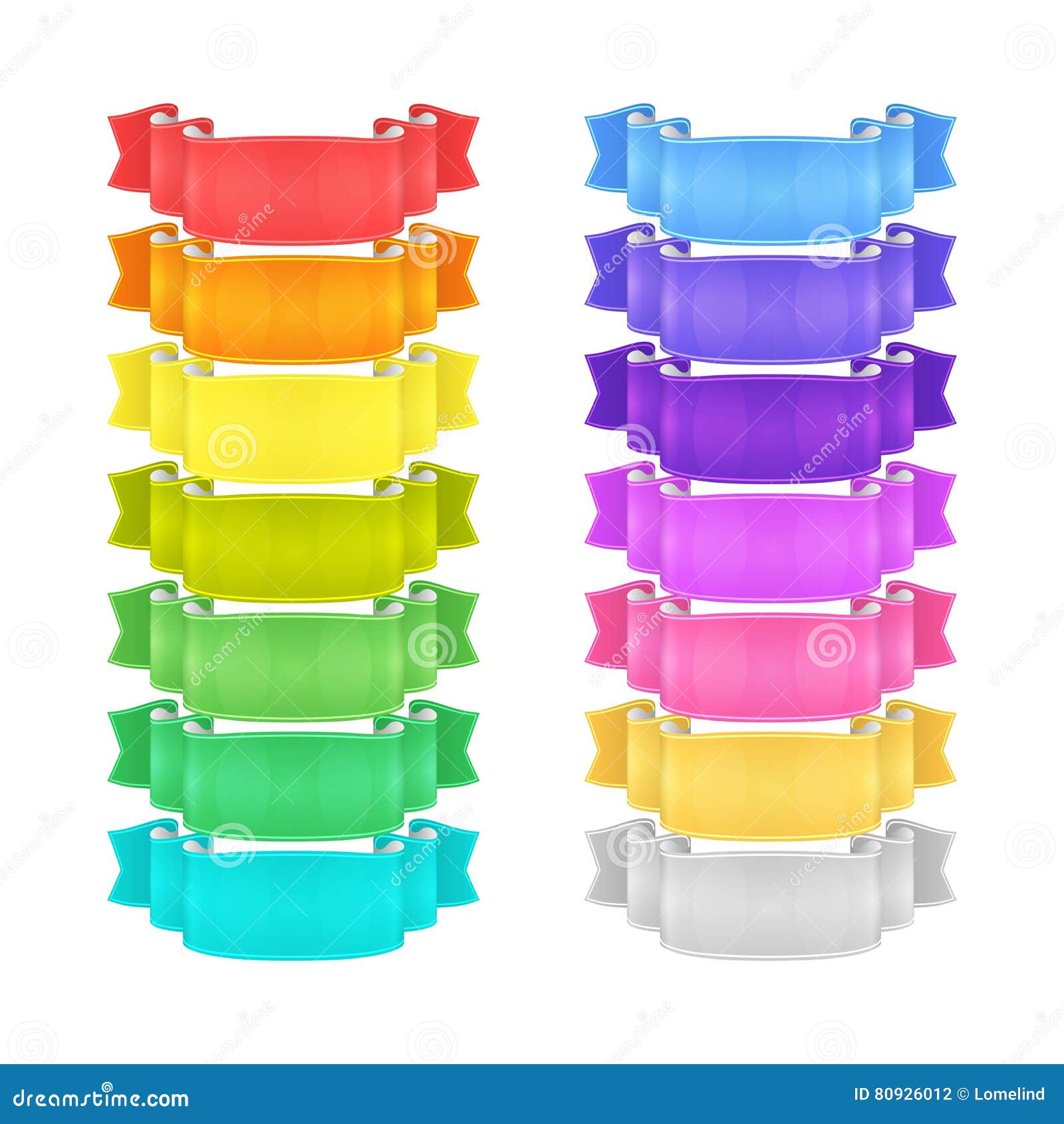 Isolated Colored Satin Ribbons Set Stock Illustration - Illustration of ...