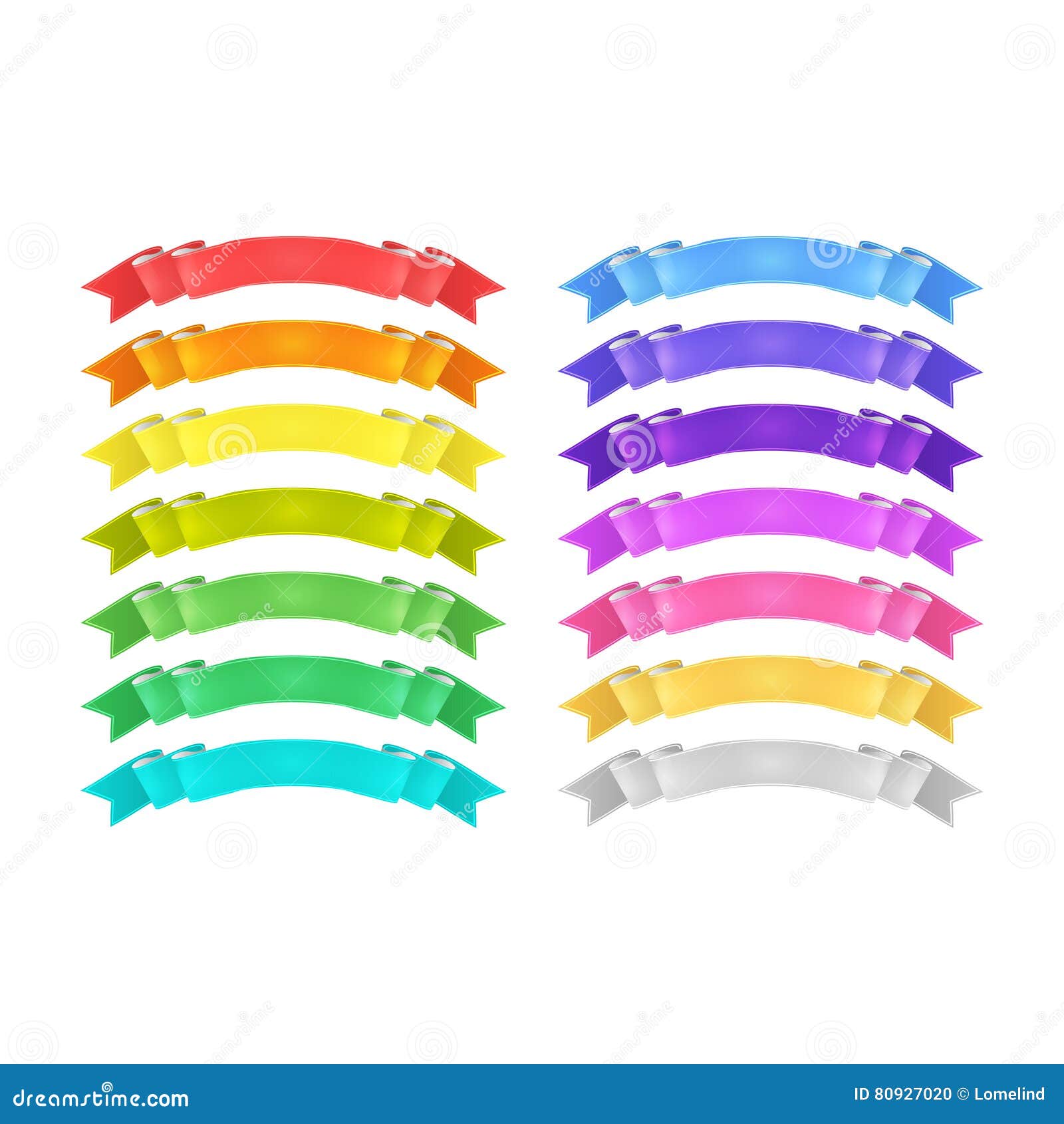 Isolated Colored Satin Ribbons Set Stock Illustration - Illustration of ...