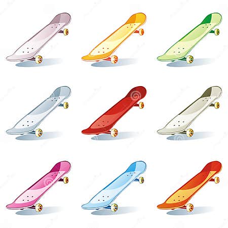 Isolated Colored Skateboard Set Stock Illustration - Illustration of ...