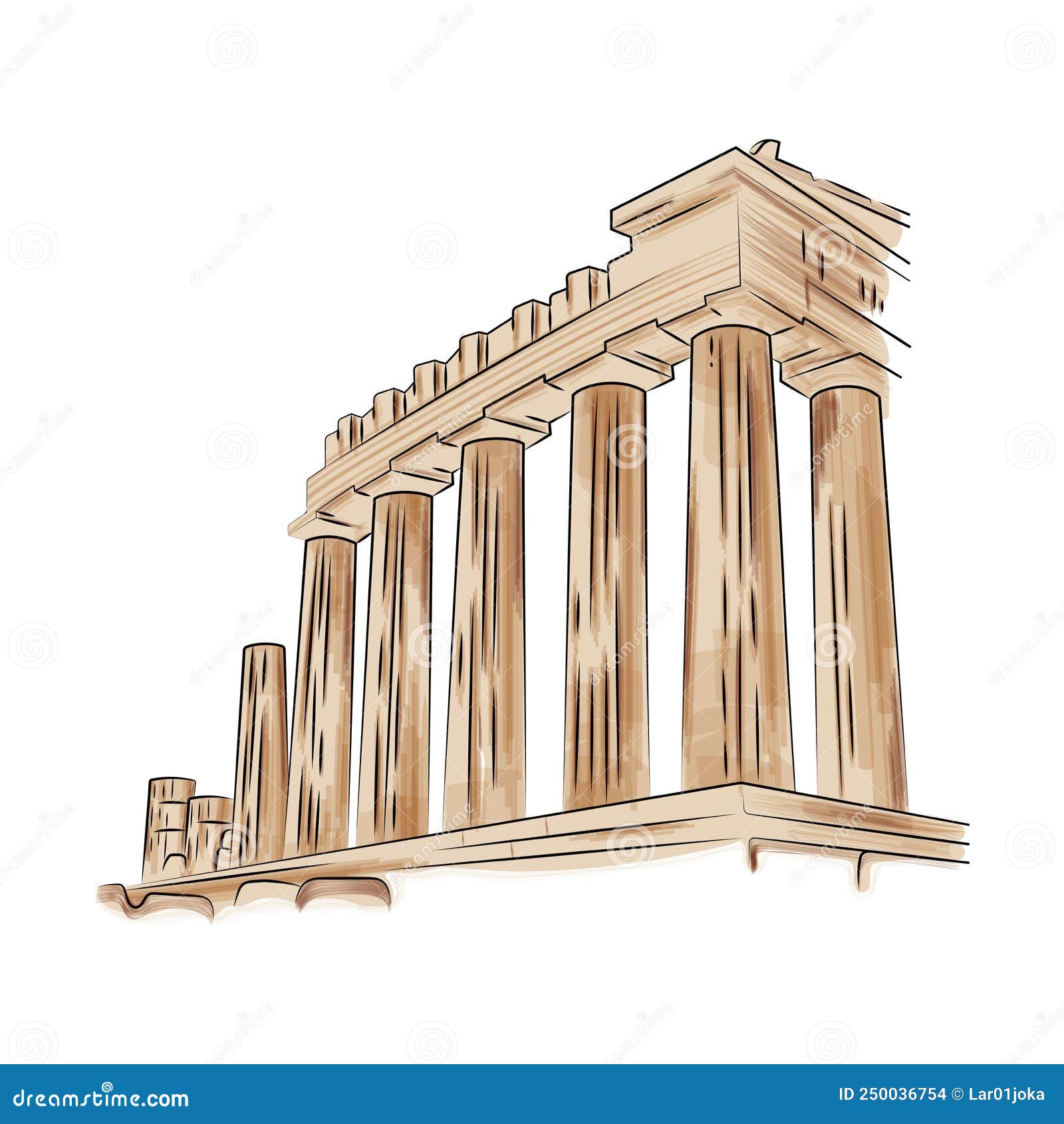 Isolated Colored Sketch of Greek Temple Ruins Vector Stock Vector ...