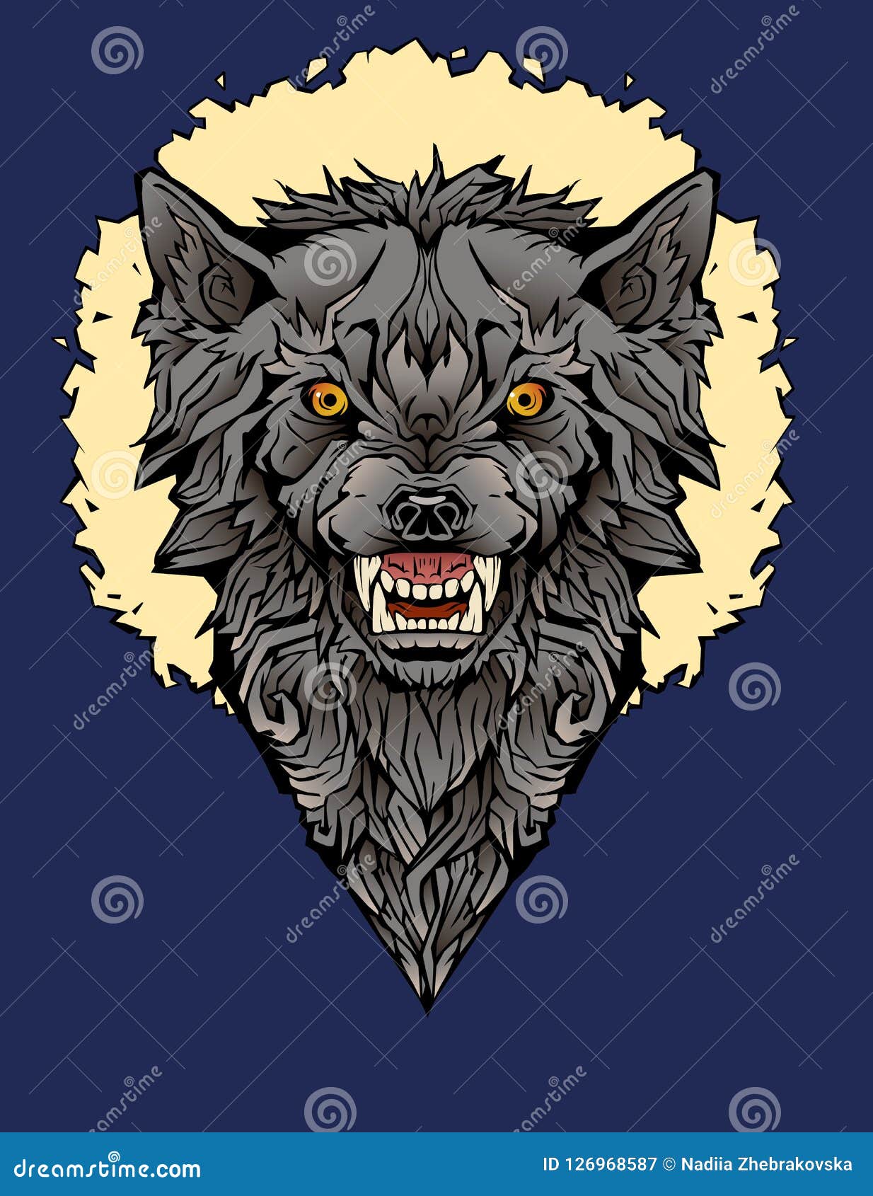 Colorful Image of an Angry Wolf in a Frame. Stock Vector - Illustration ...
