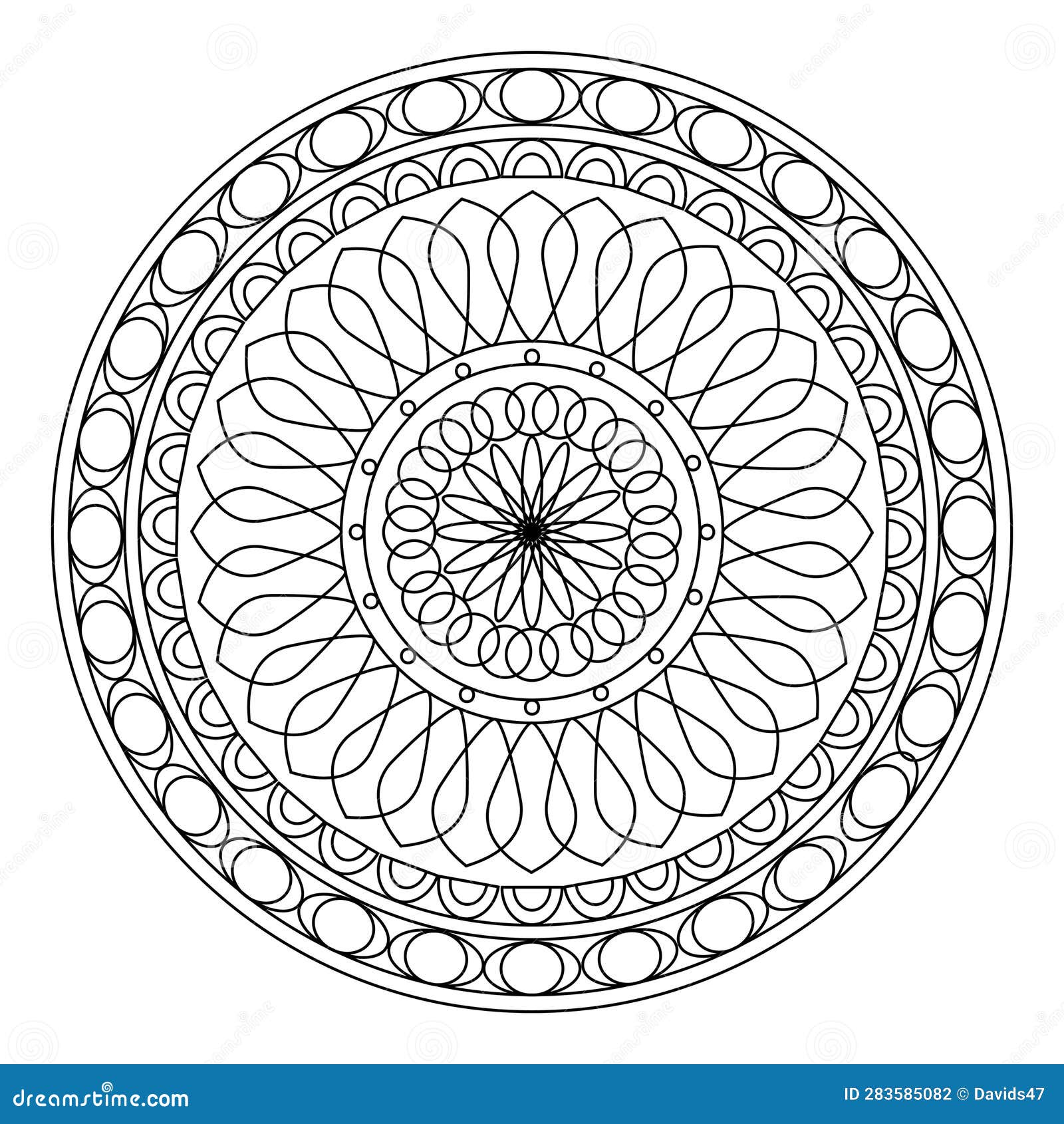 Isolated Colorless Mandala Pattern Drawing Vector Stock Vector ...
