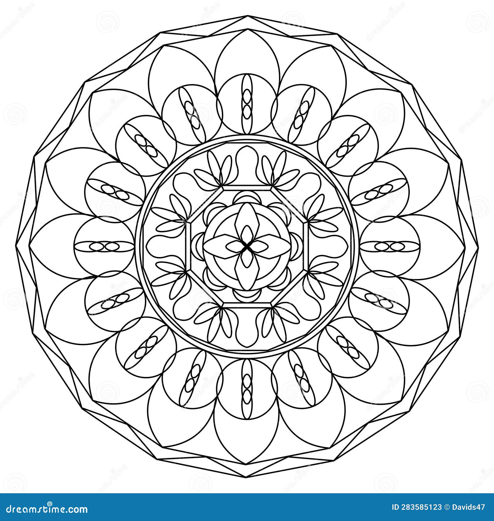 Isolated Colorless Mandala Pattern Drawing Vector Stock Vector ...