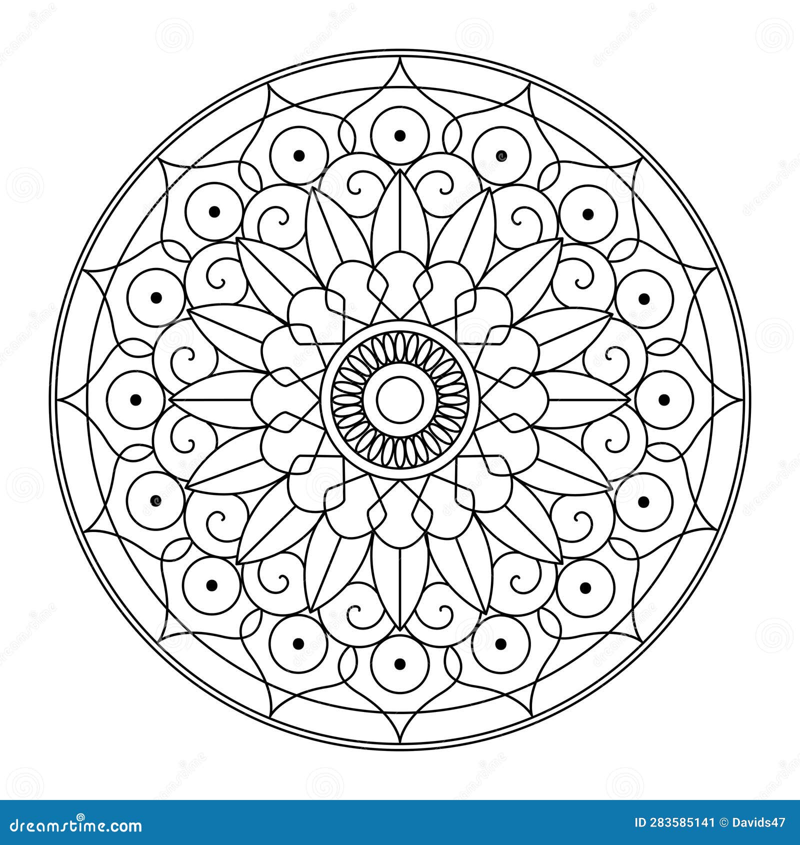 Isolated Colorless Mandala Pattern Drawing Vector Stock Vector ...