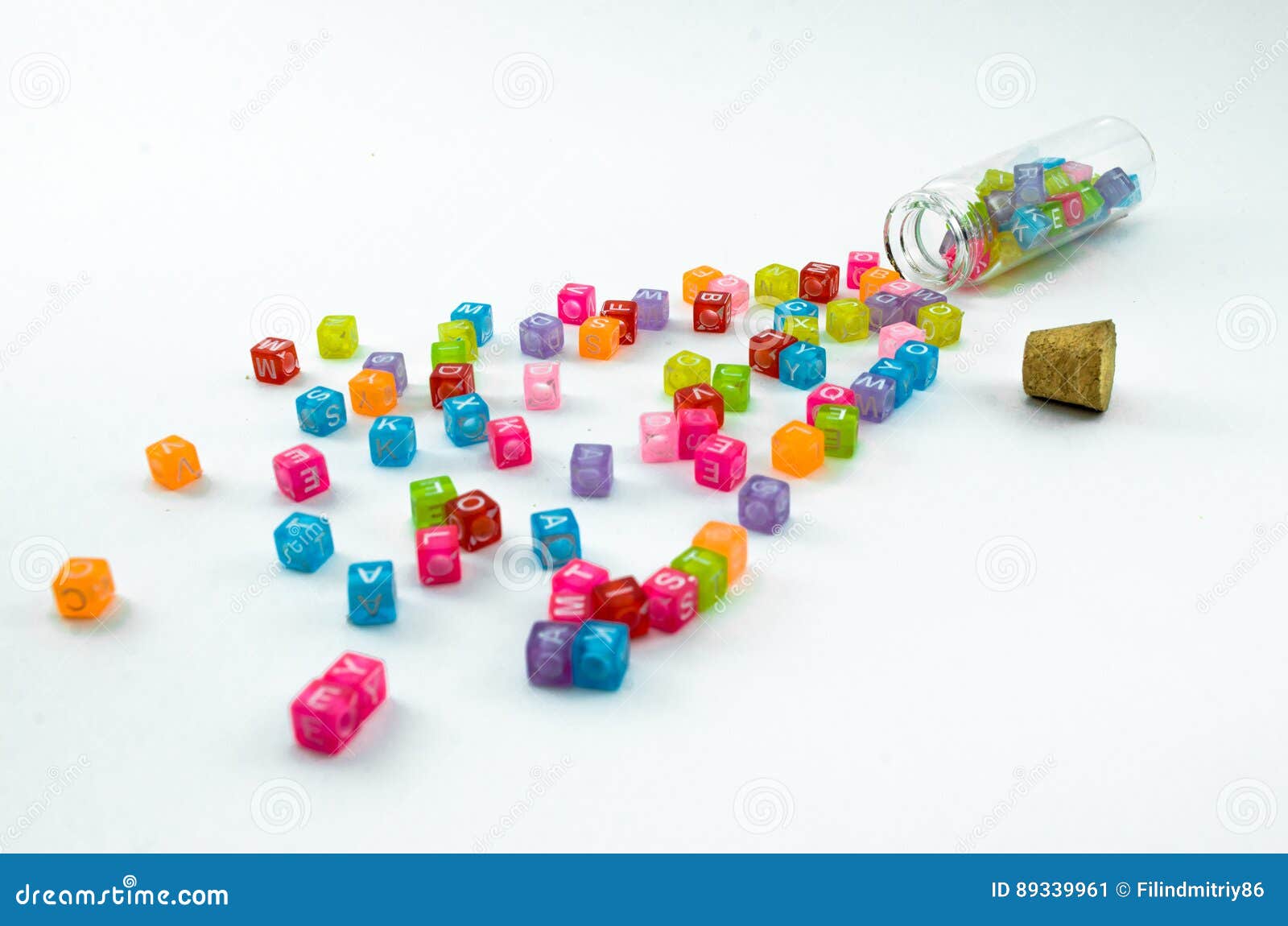 Isolated Colourful Small Cubes Scattered on White Background. Stock ...