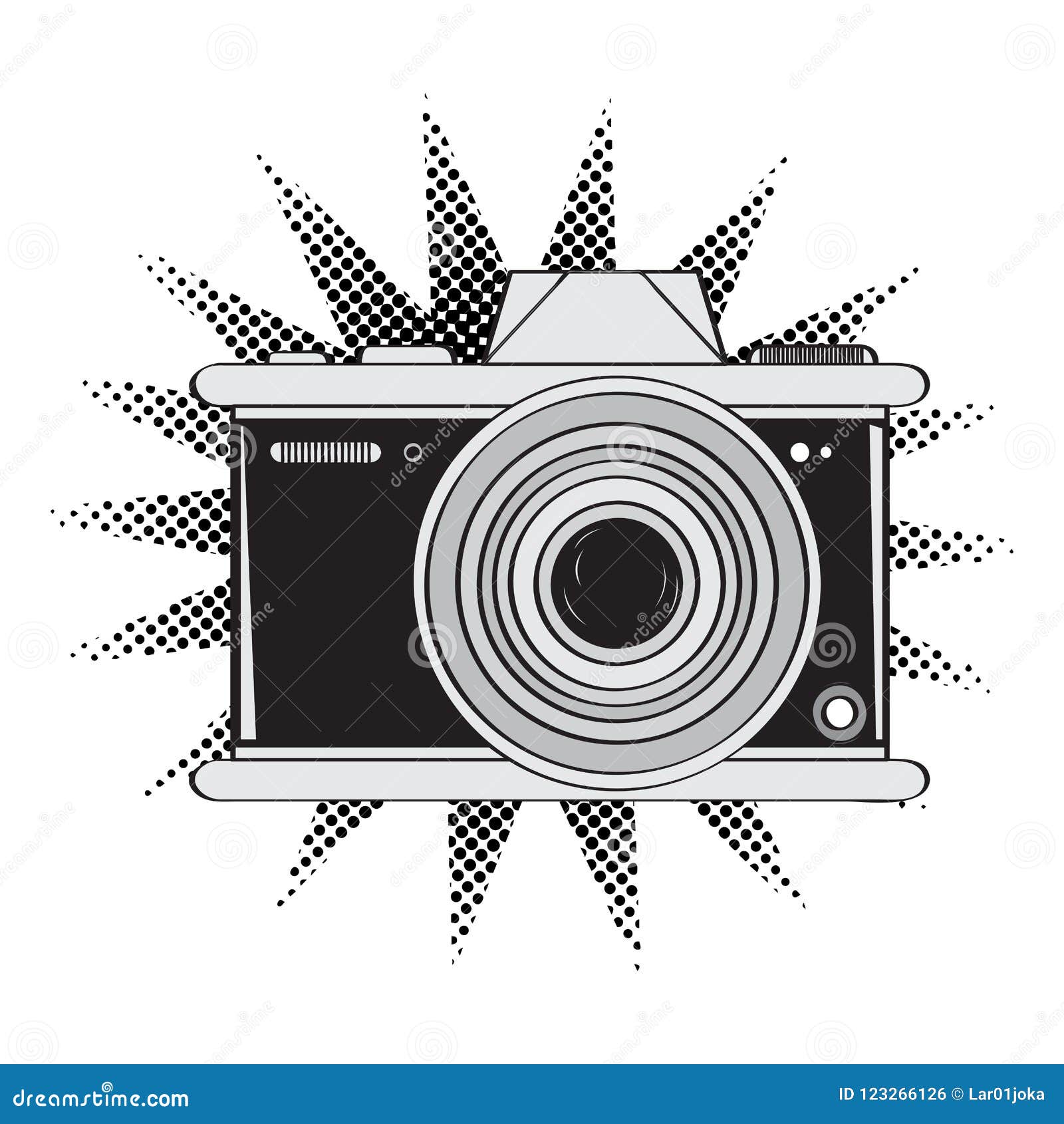 Isolated comic camera icon stock vector. Illustration of device - 123266126