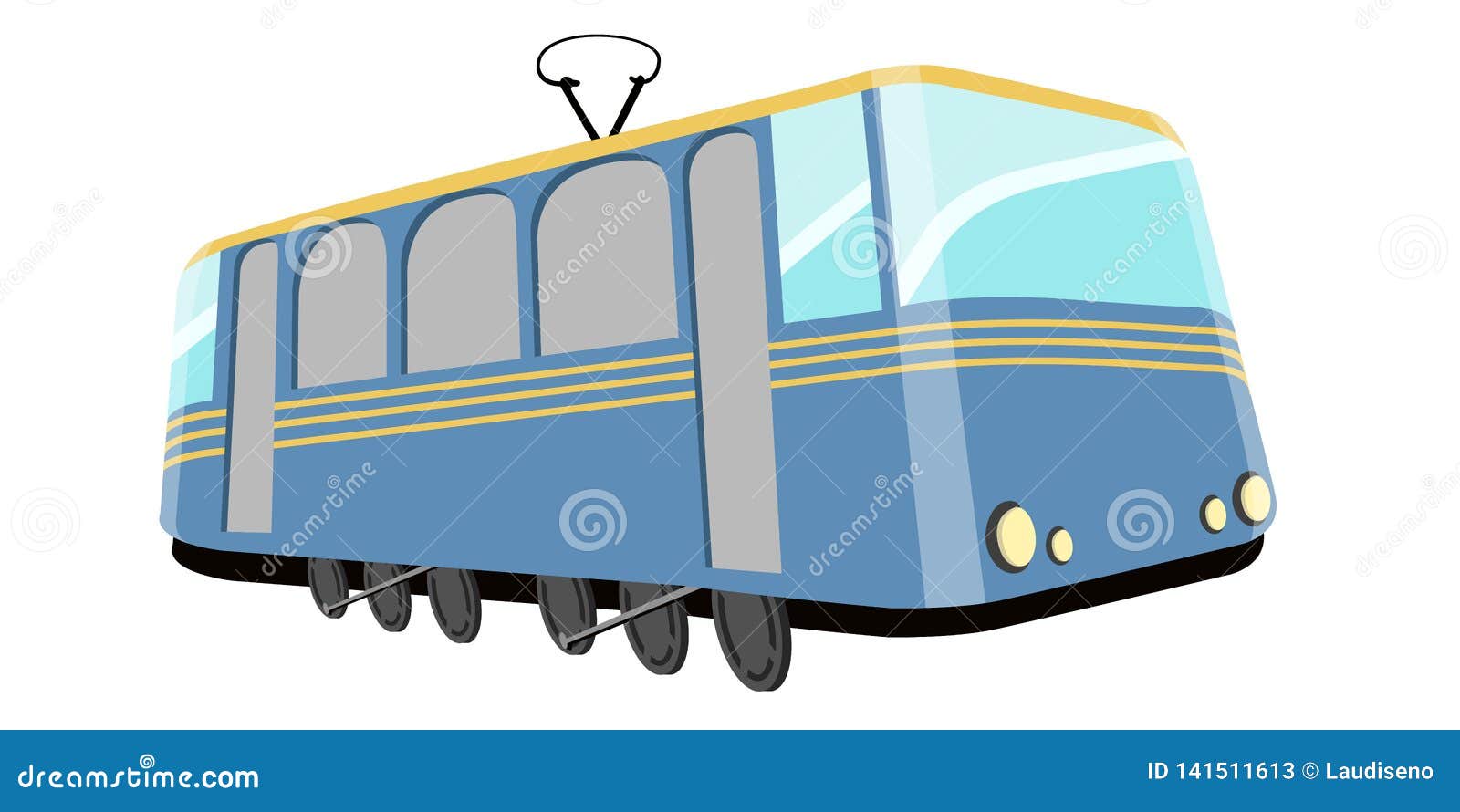 Isolated comic trolley stock vector. Illustration of public - 141511613