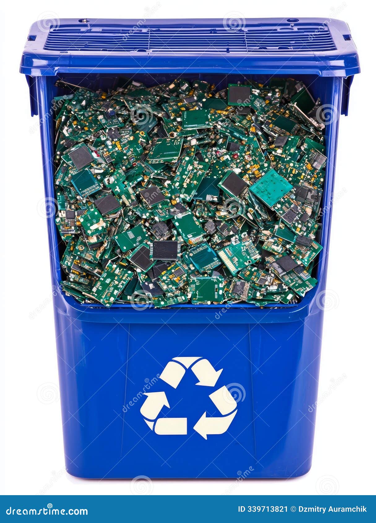 Isolated Computer Chips with Recycle Bin Symbol Stock Image - Image of ...