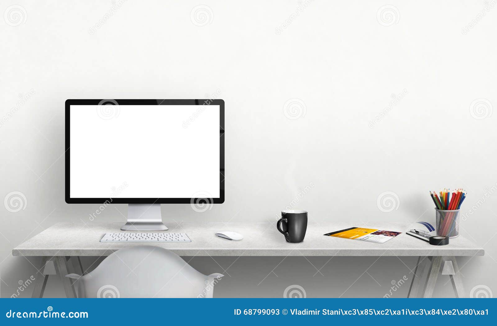Isolated Computer Display For Mockup In Office Interior. Royalty-Free ...