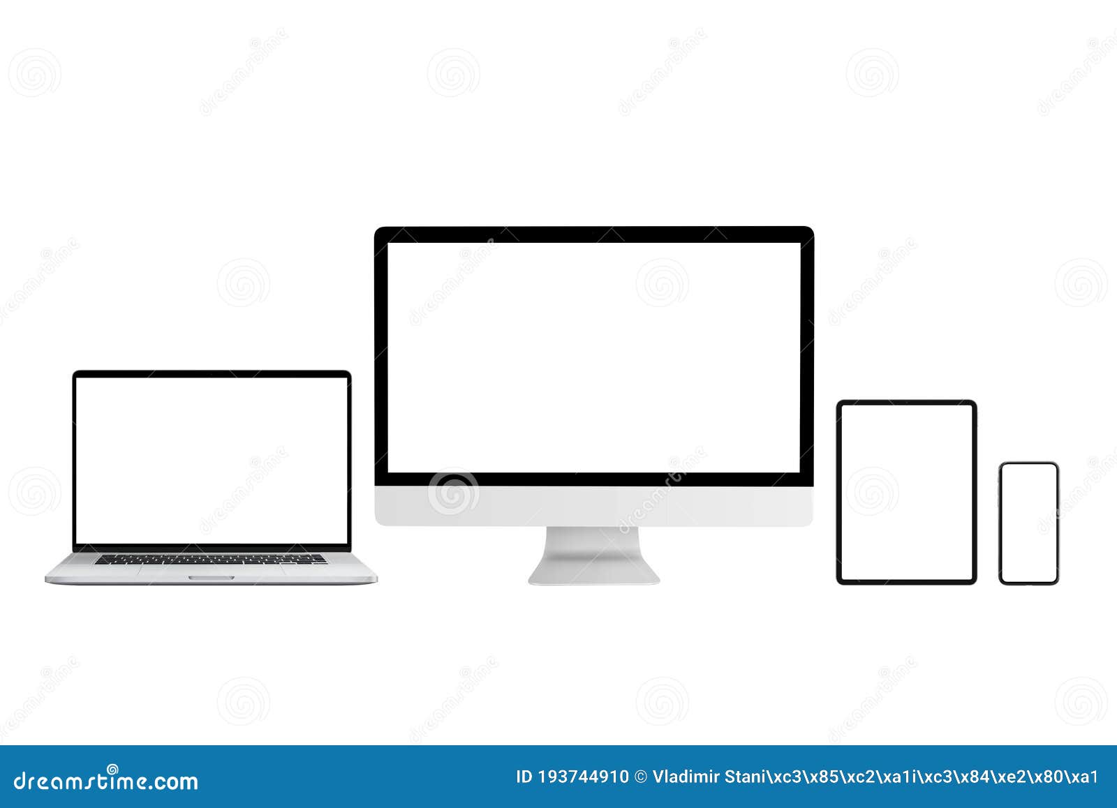 Isolated Computer and Mobile Devices Mockup for Responsive Web or App ...