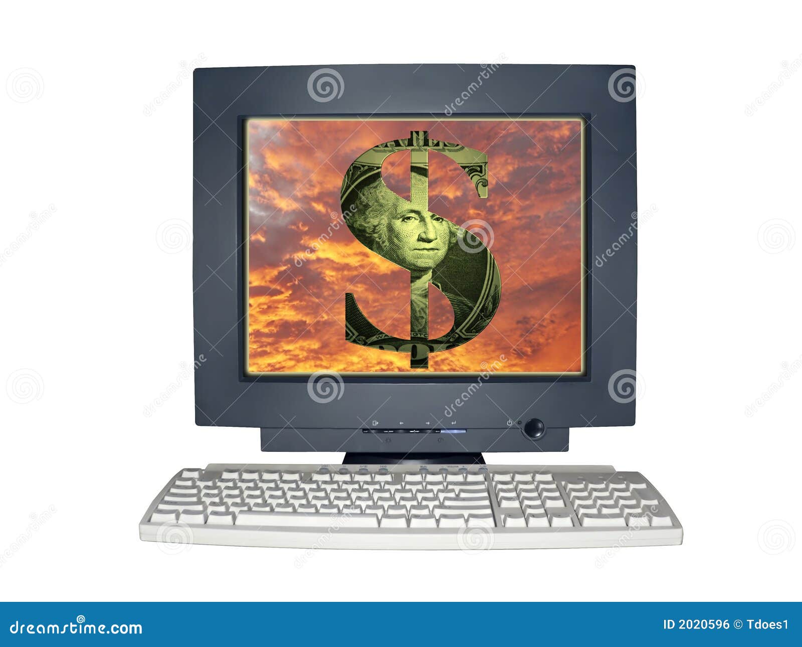 Isolated Computer Monitor with Money Scene Concept Stock Photo - Image ...