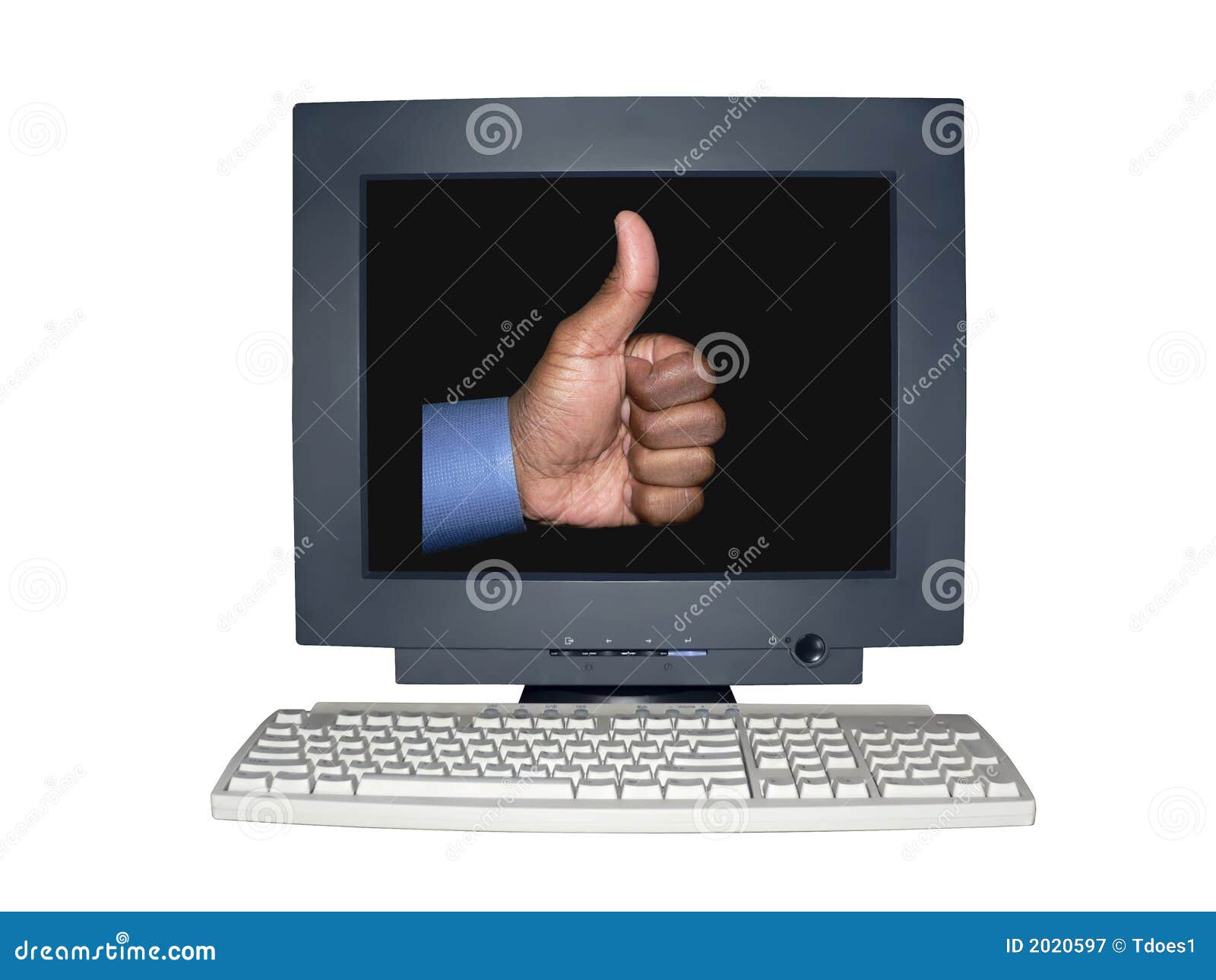 Isolated Computer Monitor with Thumbs Up Scene Concept Stock Image ...