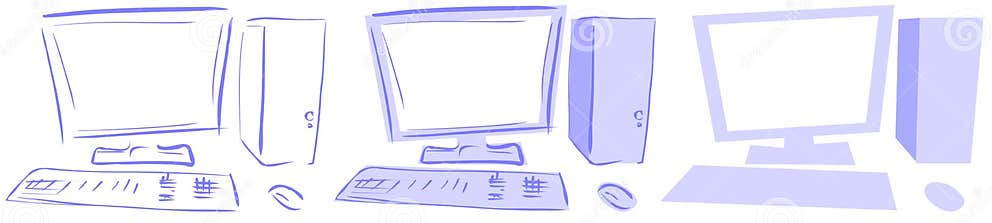 Isolated Computers Desktop in Blue Tones Stock Illustration ...