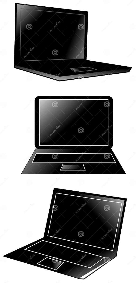 Set of Isolated Computers in Black Stock Photo - Illustration of ...