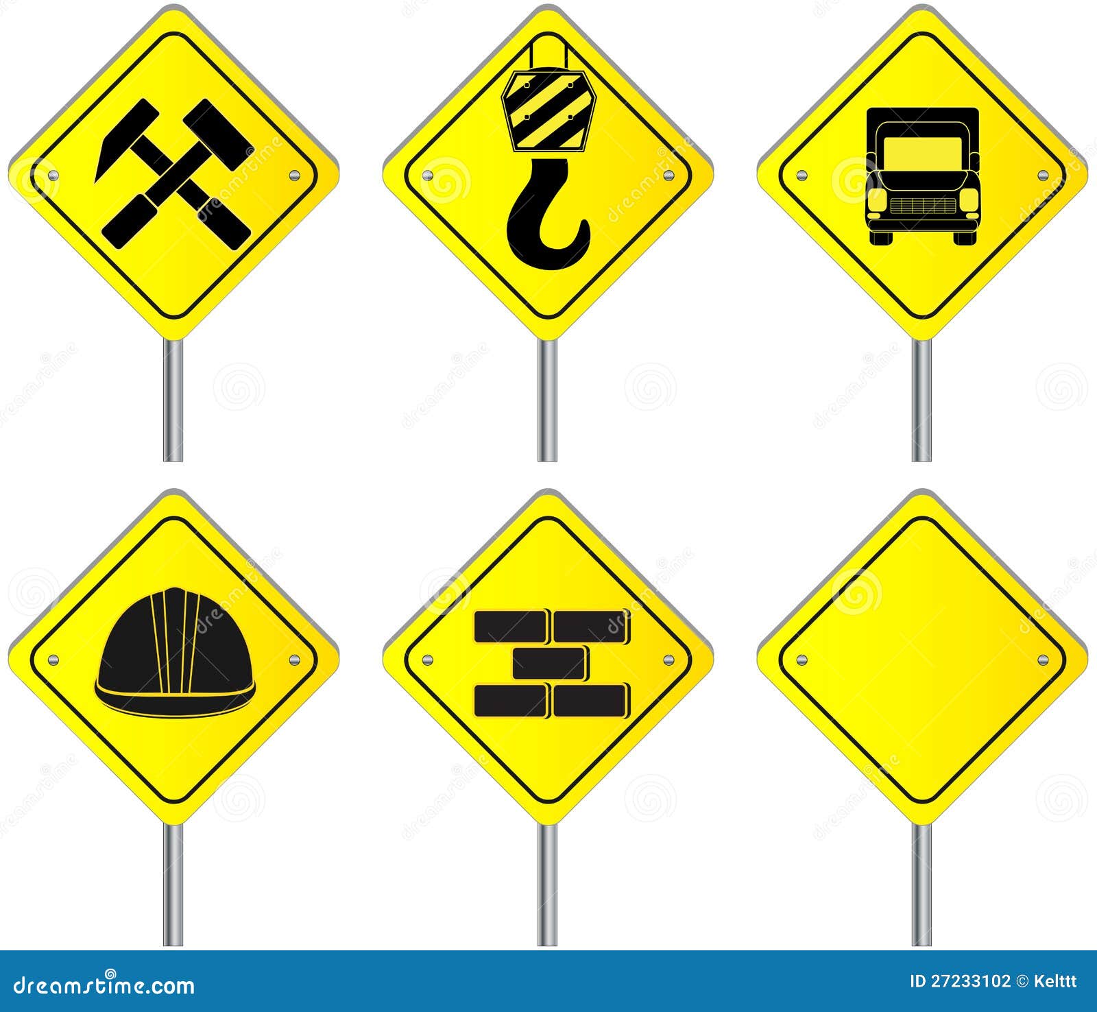 Attention Construction Sign With Heavy Block On Crane Hook Symbol ...
