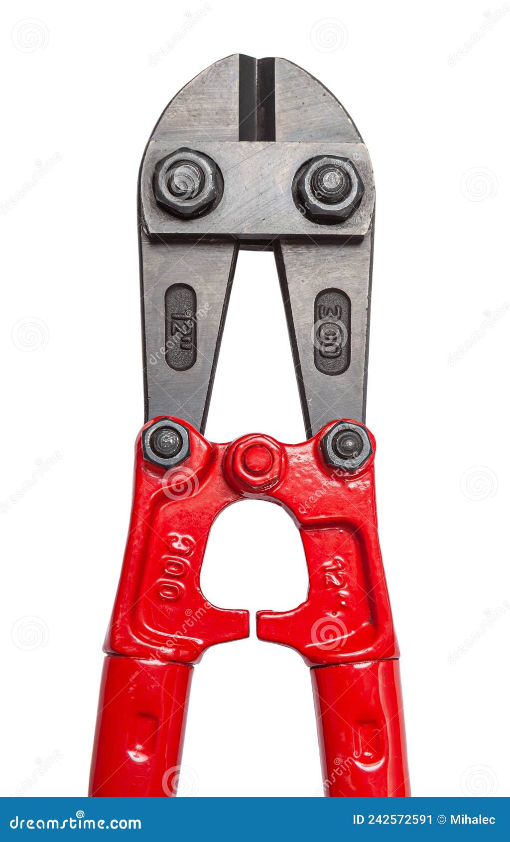 Isolated Construction Tools Big Bolt Cutter with Red Handle for Cutting ...