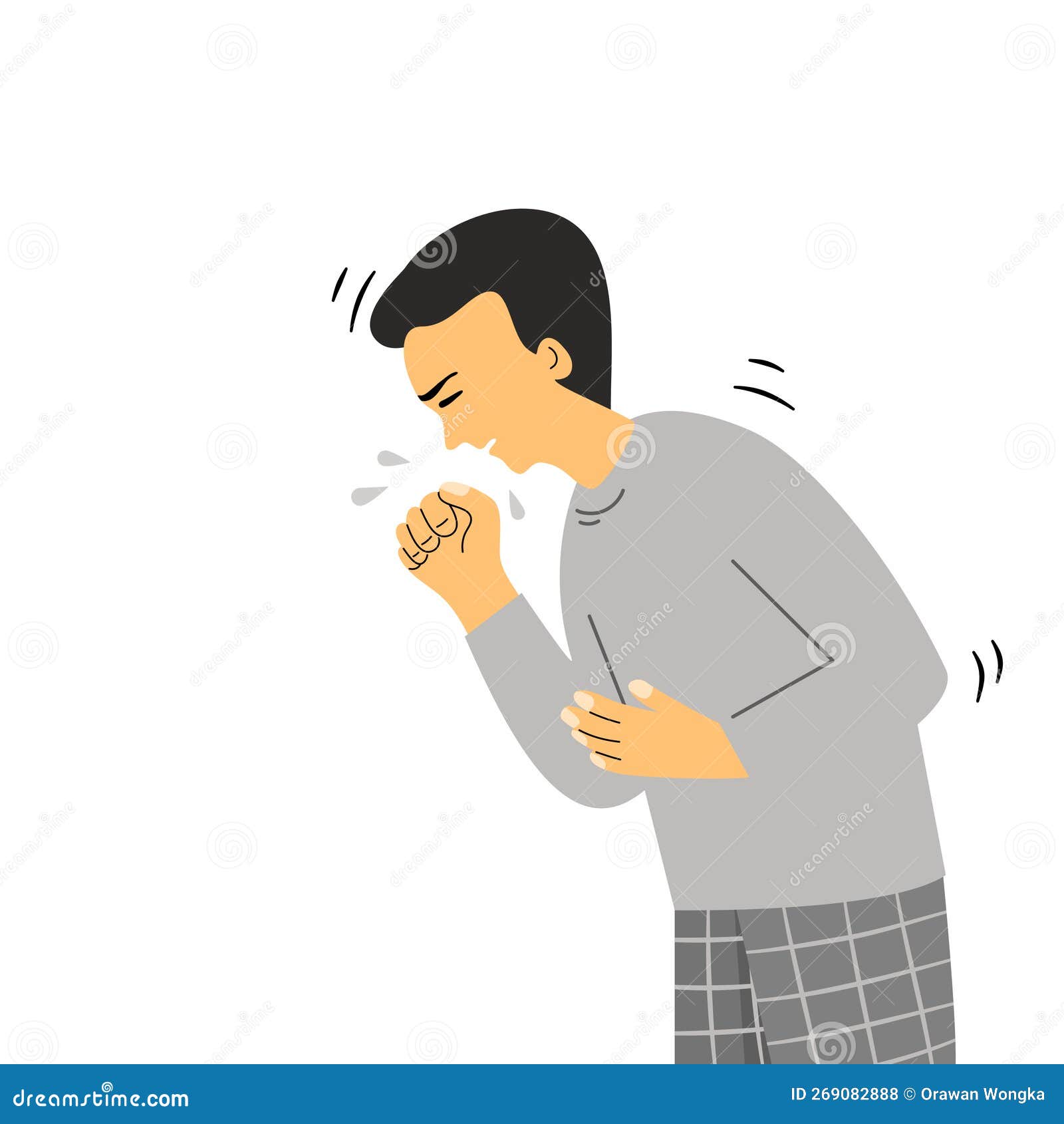 Isolated of a Coughing Man, Flat Vector Illustration Stock Vector ...