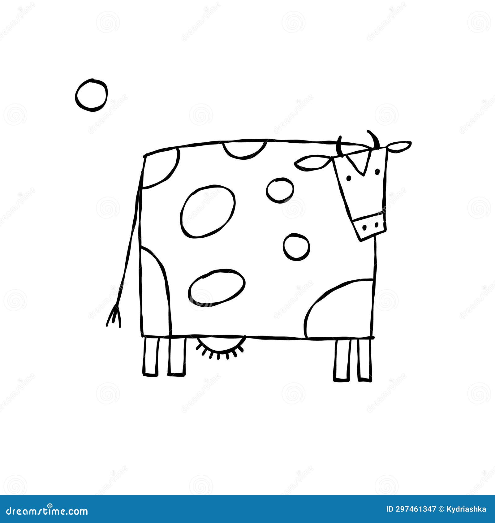 Isolated Cow on White Background Stock Illustration - Illustration of ...