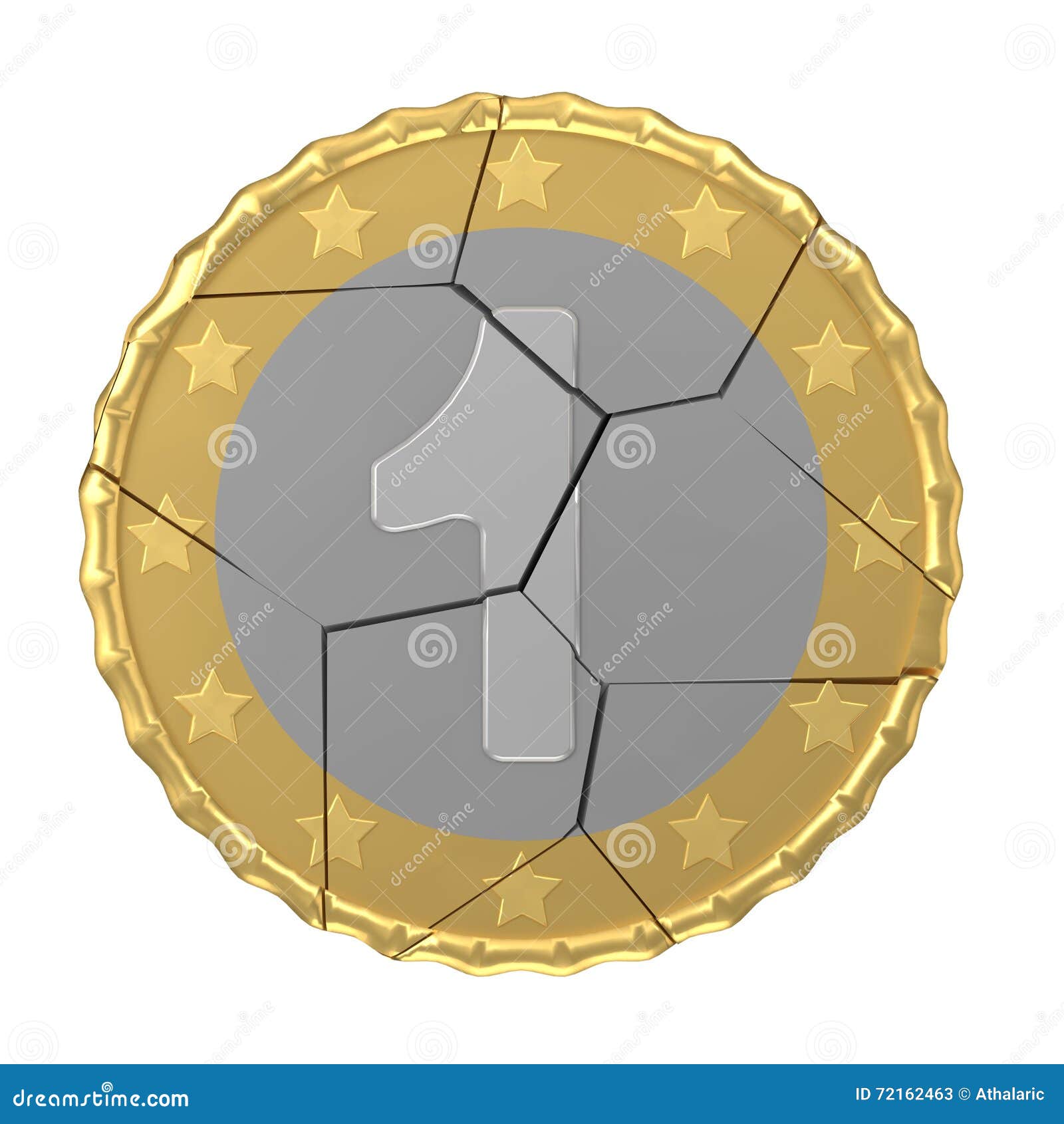 Isolated Cracked One Coin Concept Stock Illustration - Illustration of ...