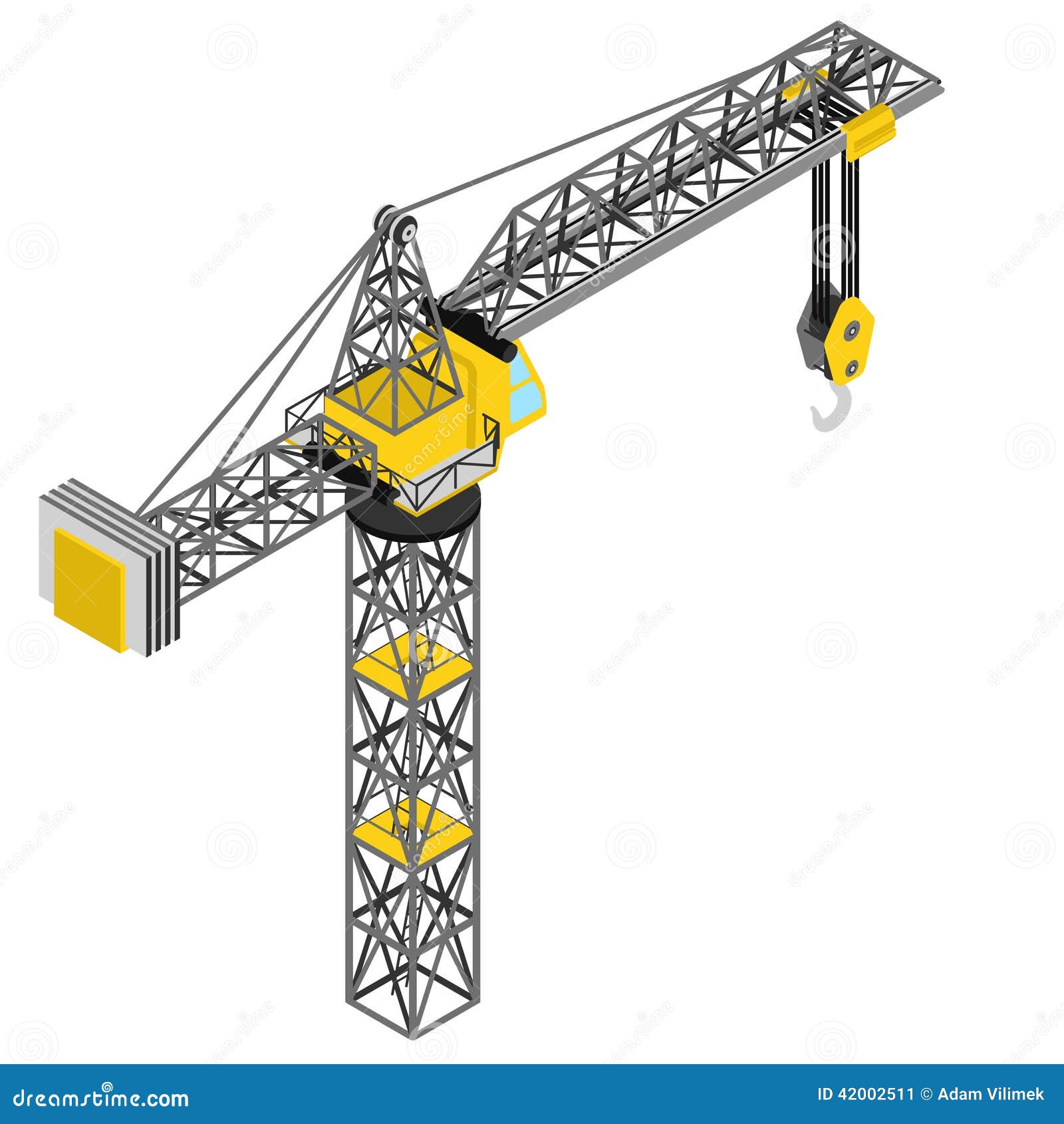 Isolated Crane Construction Isometric Back View Stock Illustration ...