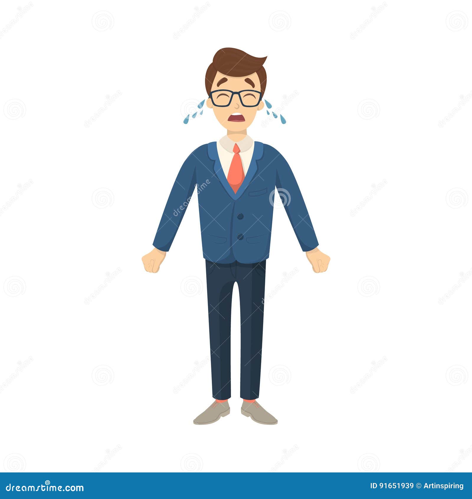 Crying Businessman Stick Figure Doodle Cartoon Vector | CartoonDealer ...